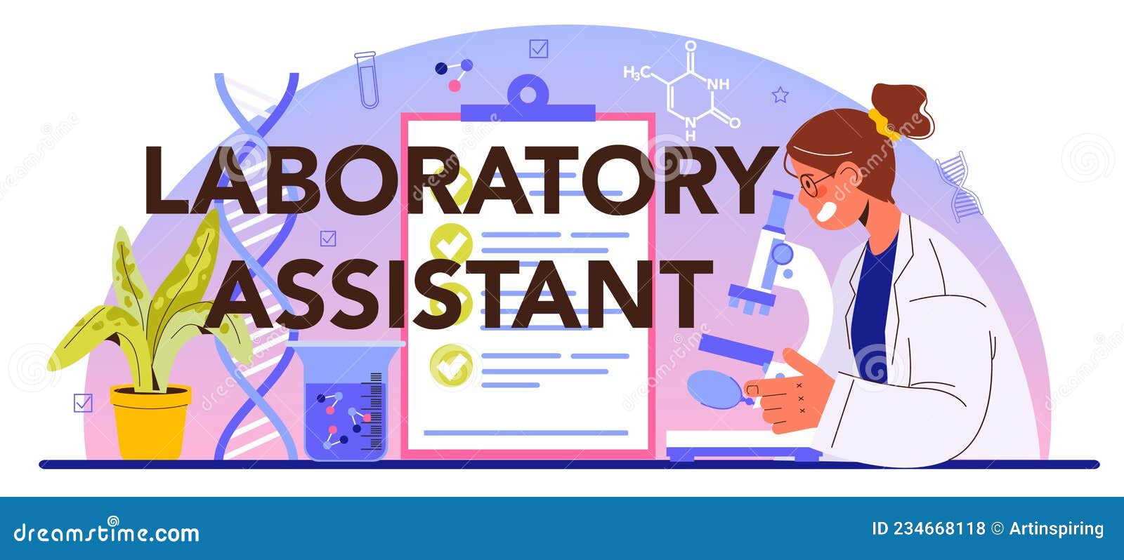 Laboratory Assistant Typographic Header. Pharmaceutical Research ...