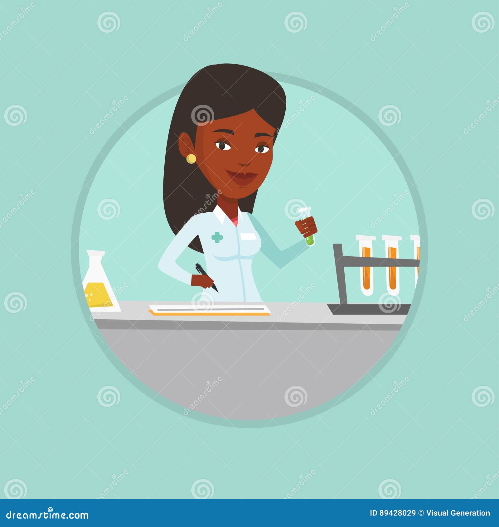 Laboratory Assistant Working Vector Illustration. Stock Vector ...