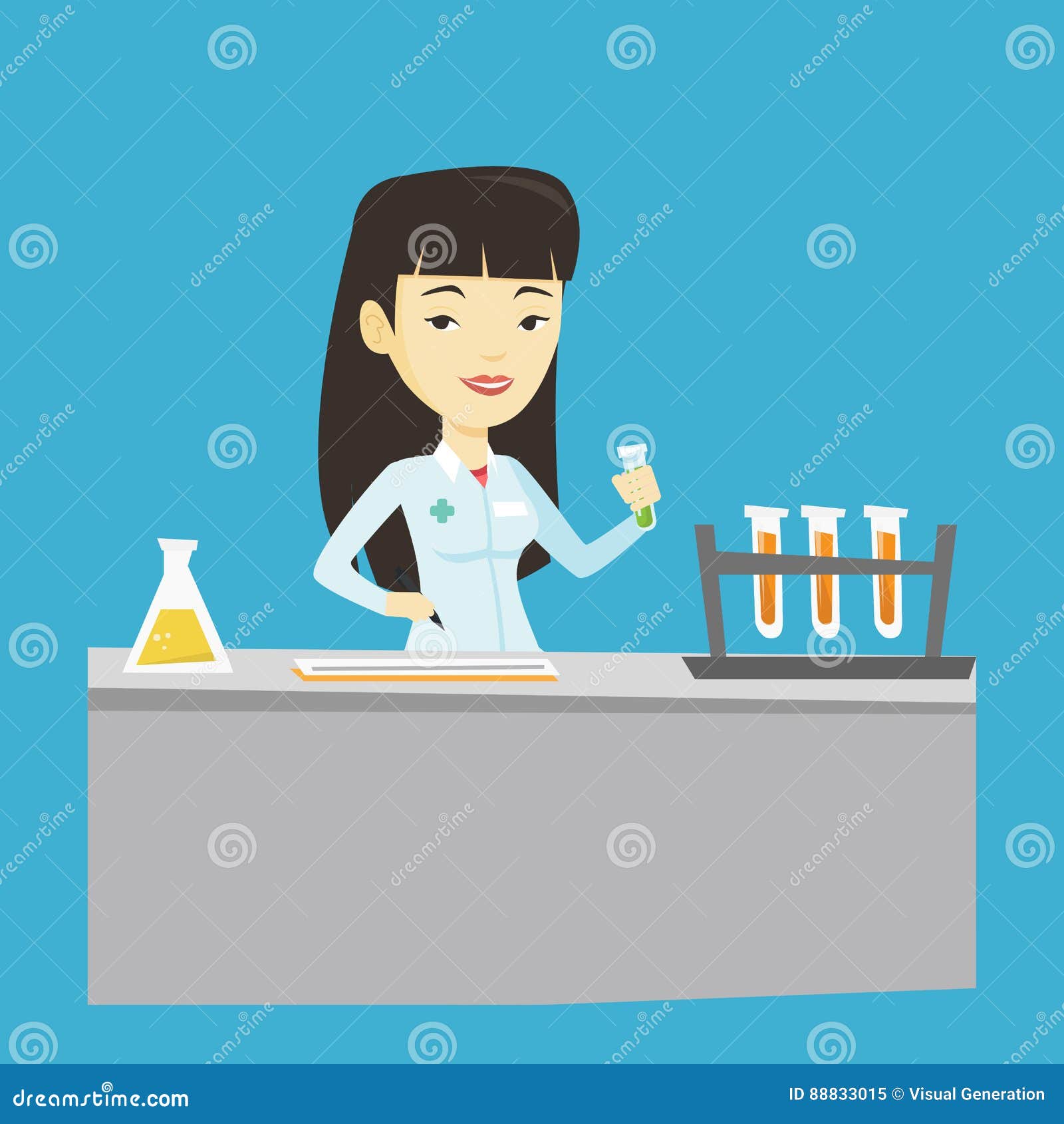 Laboratory Assistant Working Vector Illustration. Stock Vector ...
