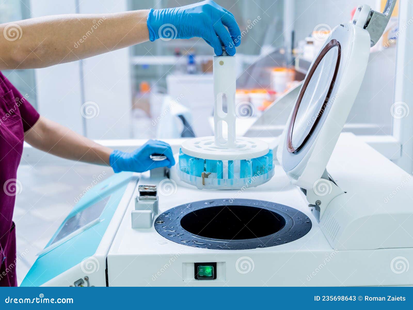 Laboratory Assistant Works with Microwave Hybrid Tissue Processor at ...