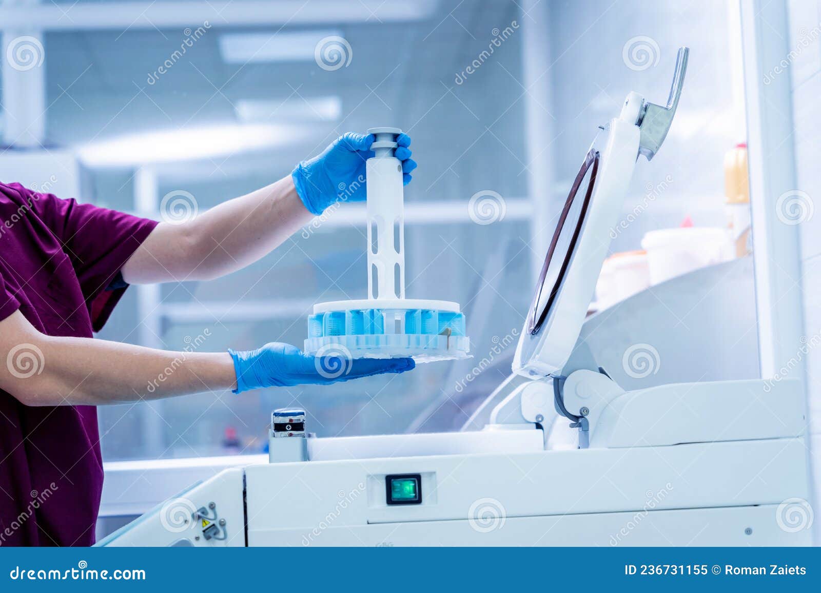 Laboratory Assistant Works with Microwave Hybrid Tissue Processor at ...