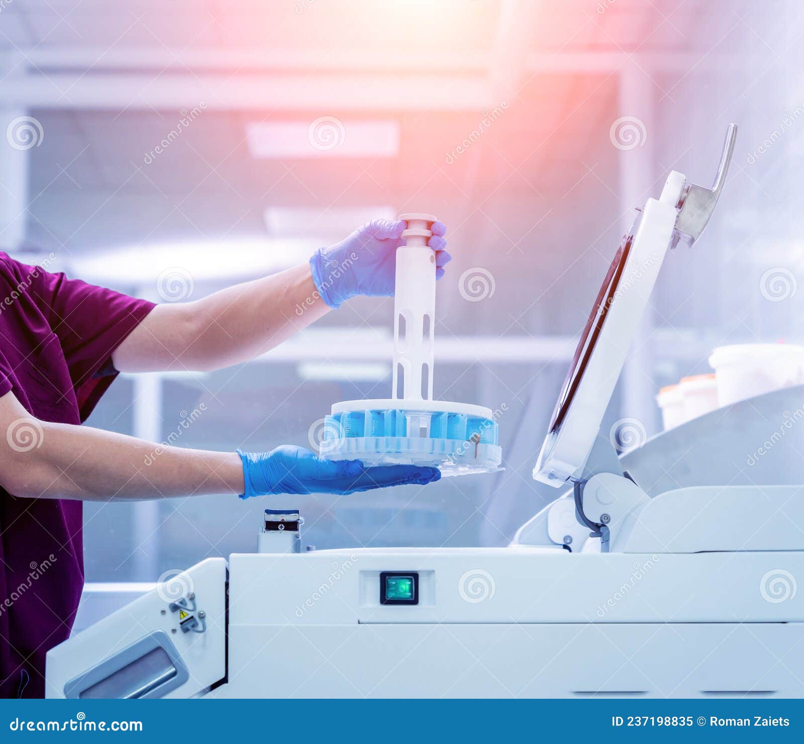 Laboratory Assistant Works with Microwave Hybrid Tissue Processor at ...