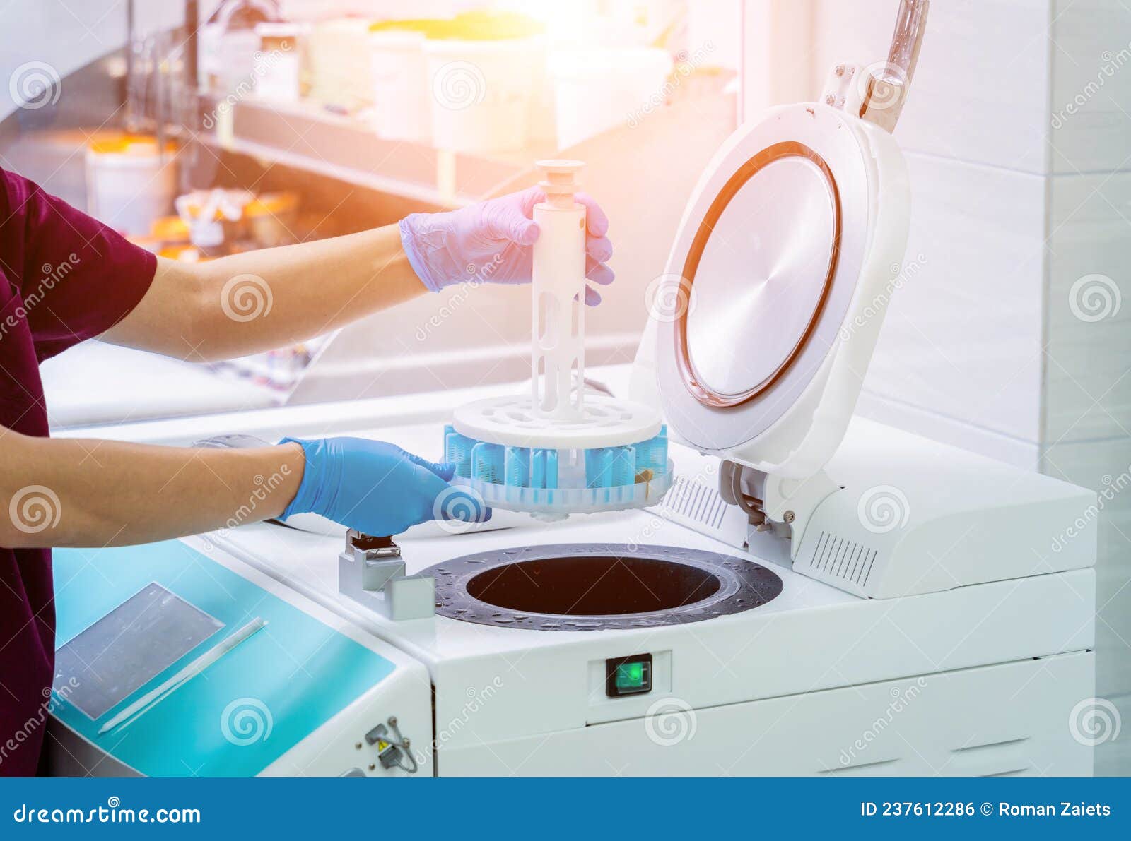 Laboratory Assistant Works with Microwave Hybrid Tissue Processor at ...