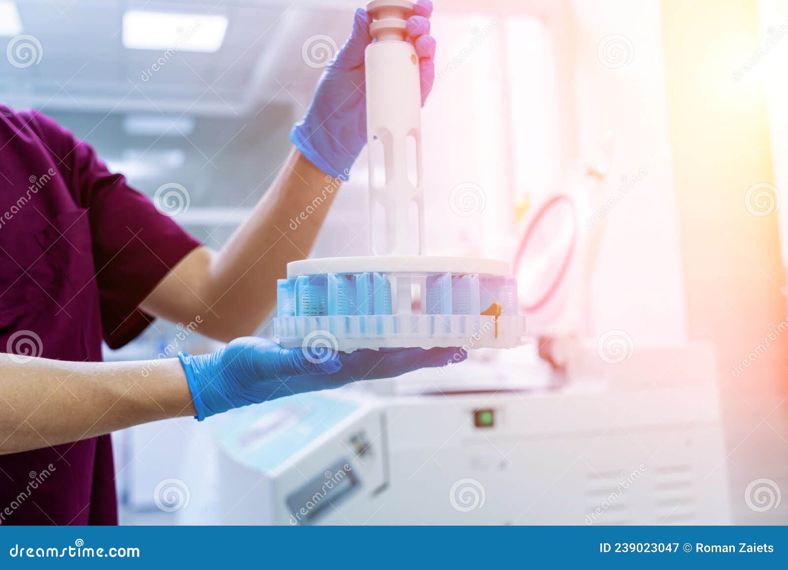 Laboratory Assistant Works with Microwave Hybrid Tissue Processor at ...