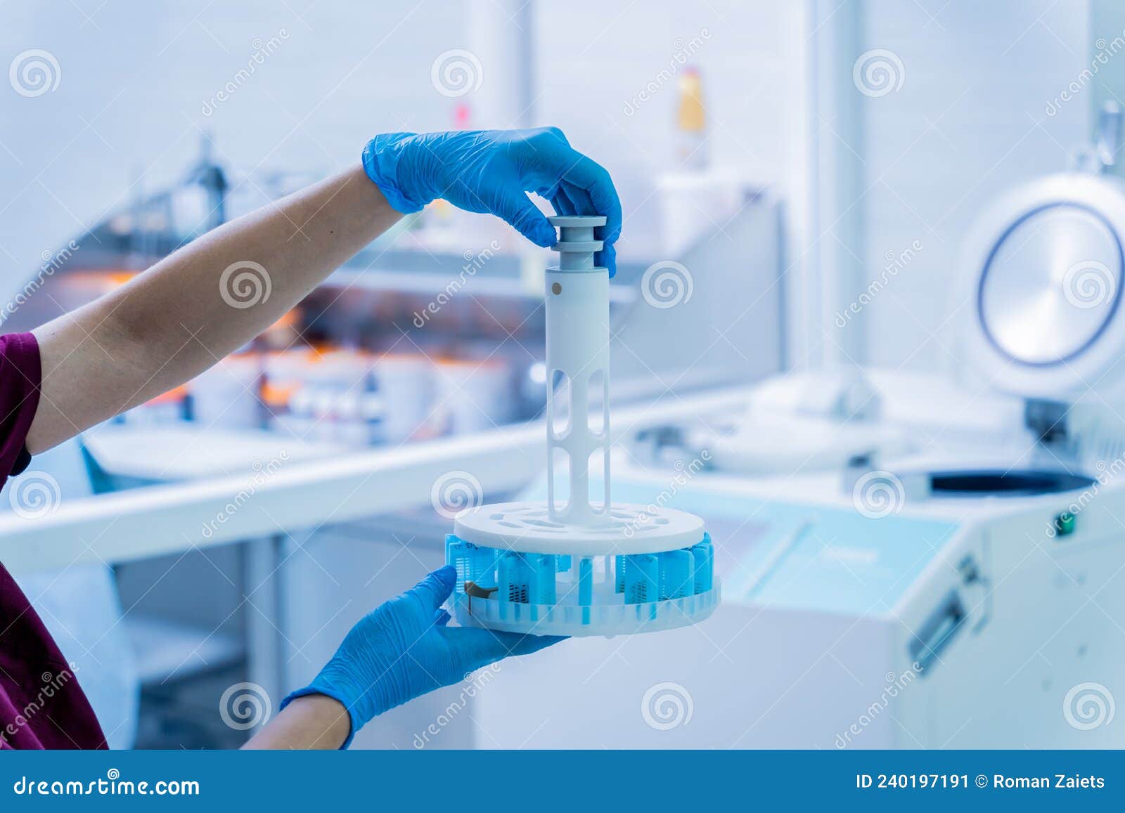 Laboratory Assistant Works with Microwave Hybrid Tissue Processor at ...
