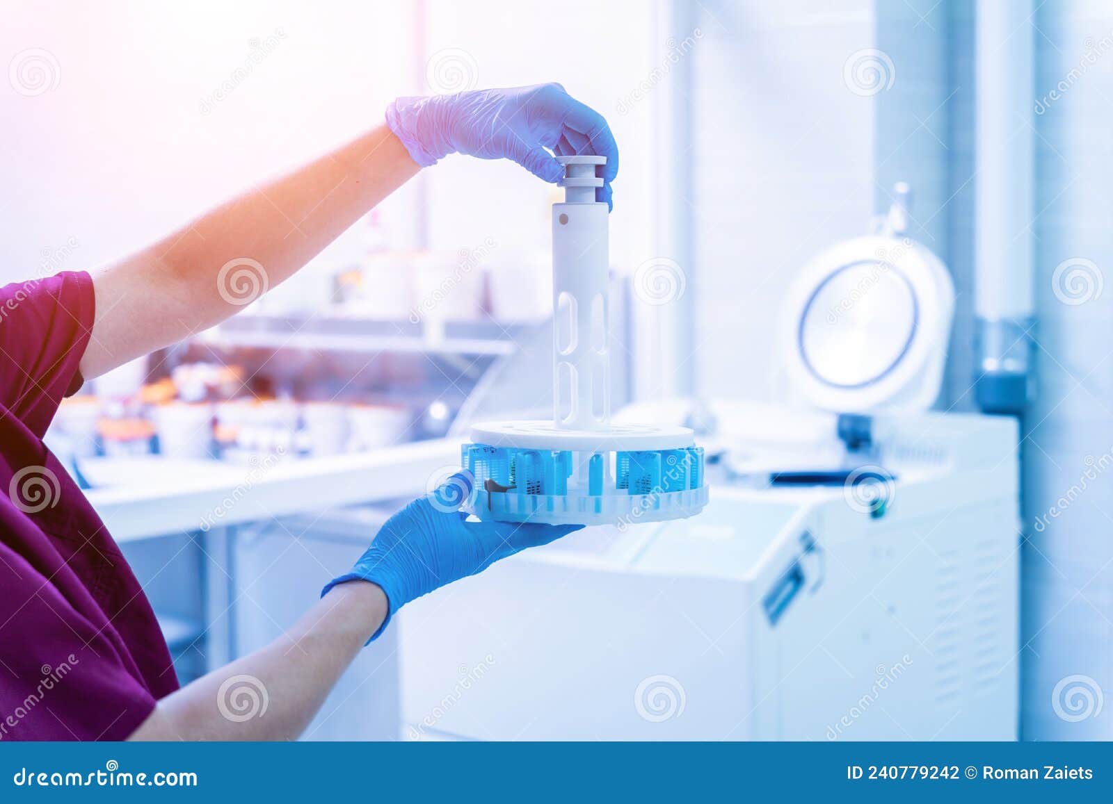 Laboratory Assistant Works with Microwave Hybrid Tissue Processor at ...