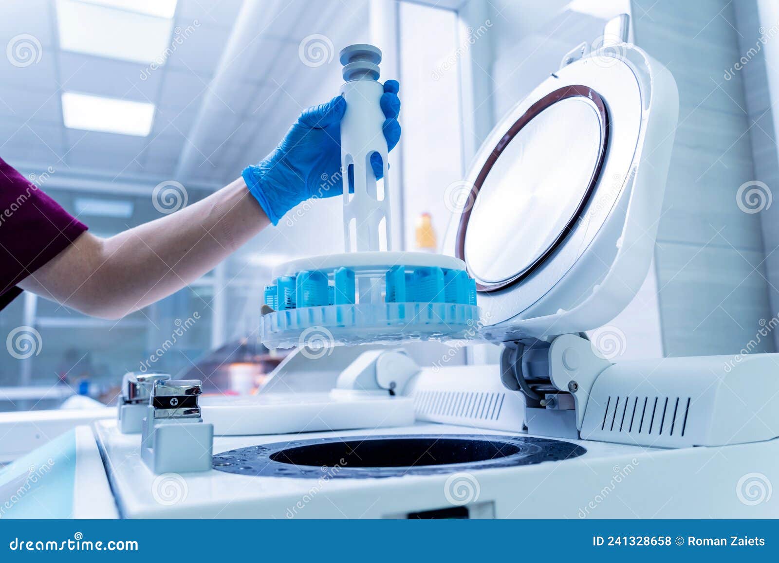 Laboratory Assistant Works with Microwave Hybrid Tissue Processor at ...