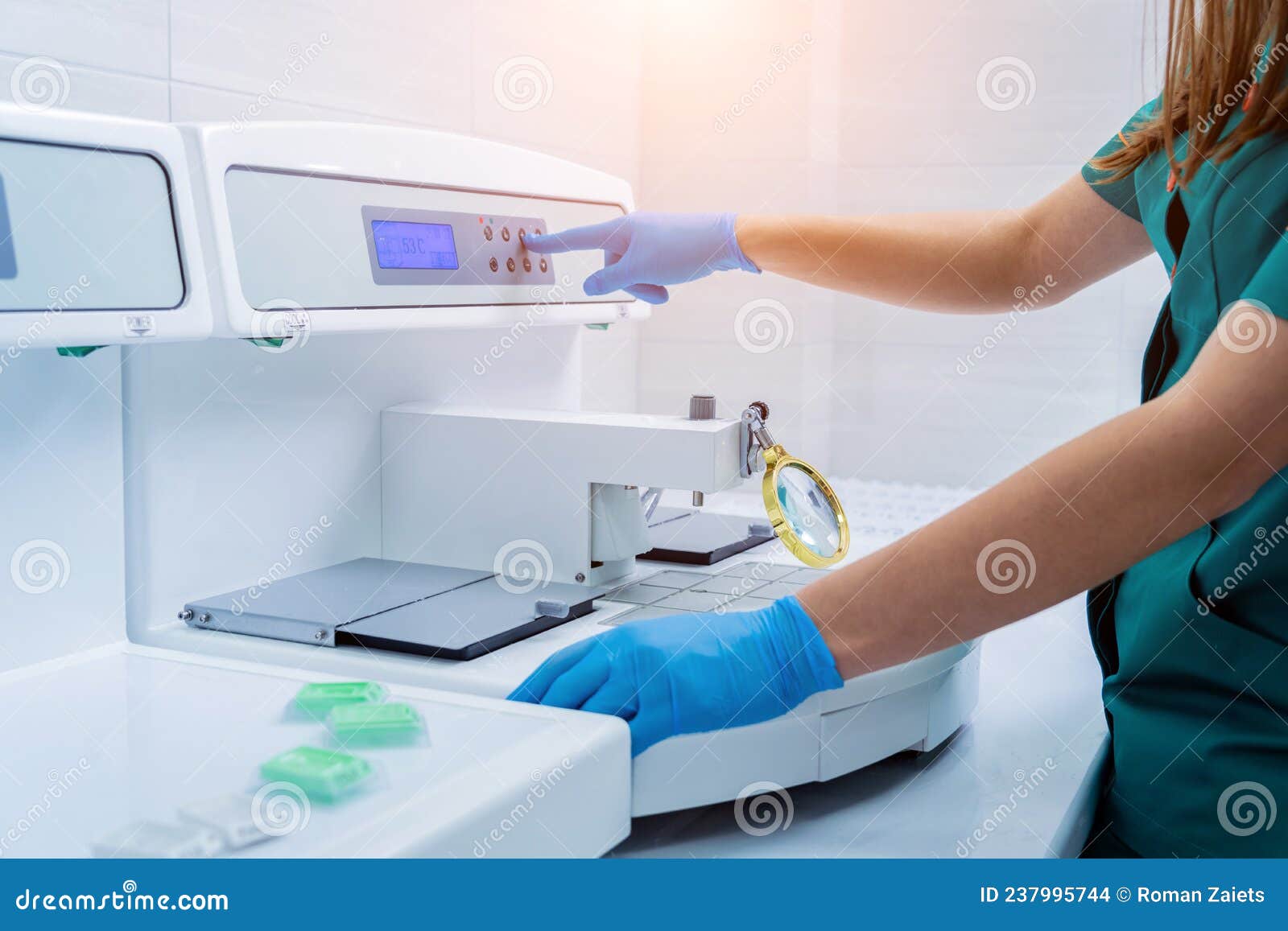 Laboratory Assistant Works at Paraffin Wax Dispenser Tissue Embedding ...