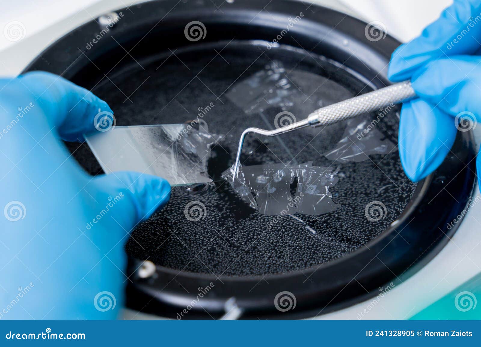 Making Microscope Sample. Close-up View . Real Life Workflow Stock ...