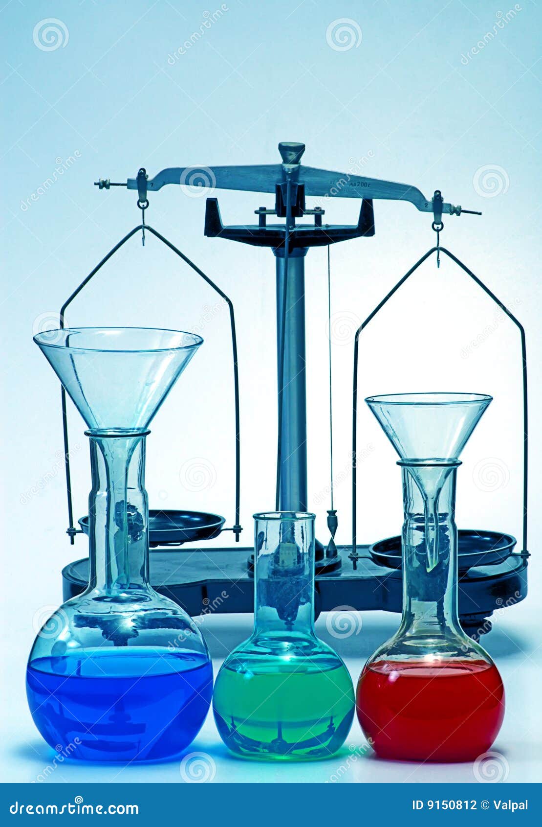 Laboratory Balance and Glassware Stock Photo - Image of blue, pound ...