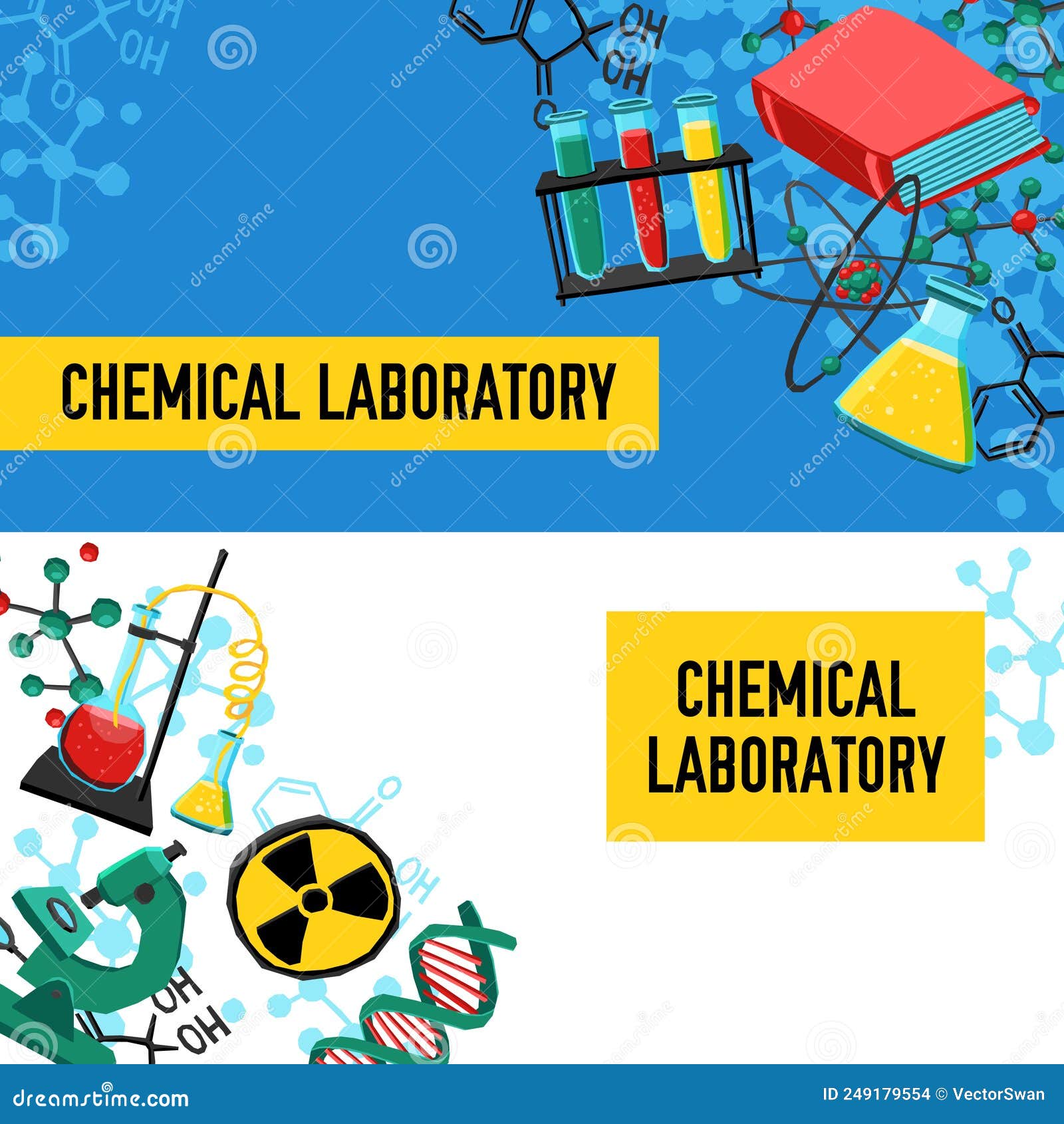 Laboratory Banners Set stock vector. Illustration of reaction - 249179554