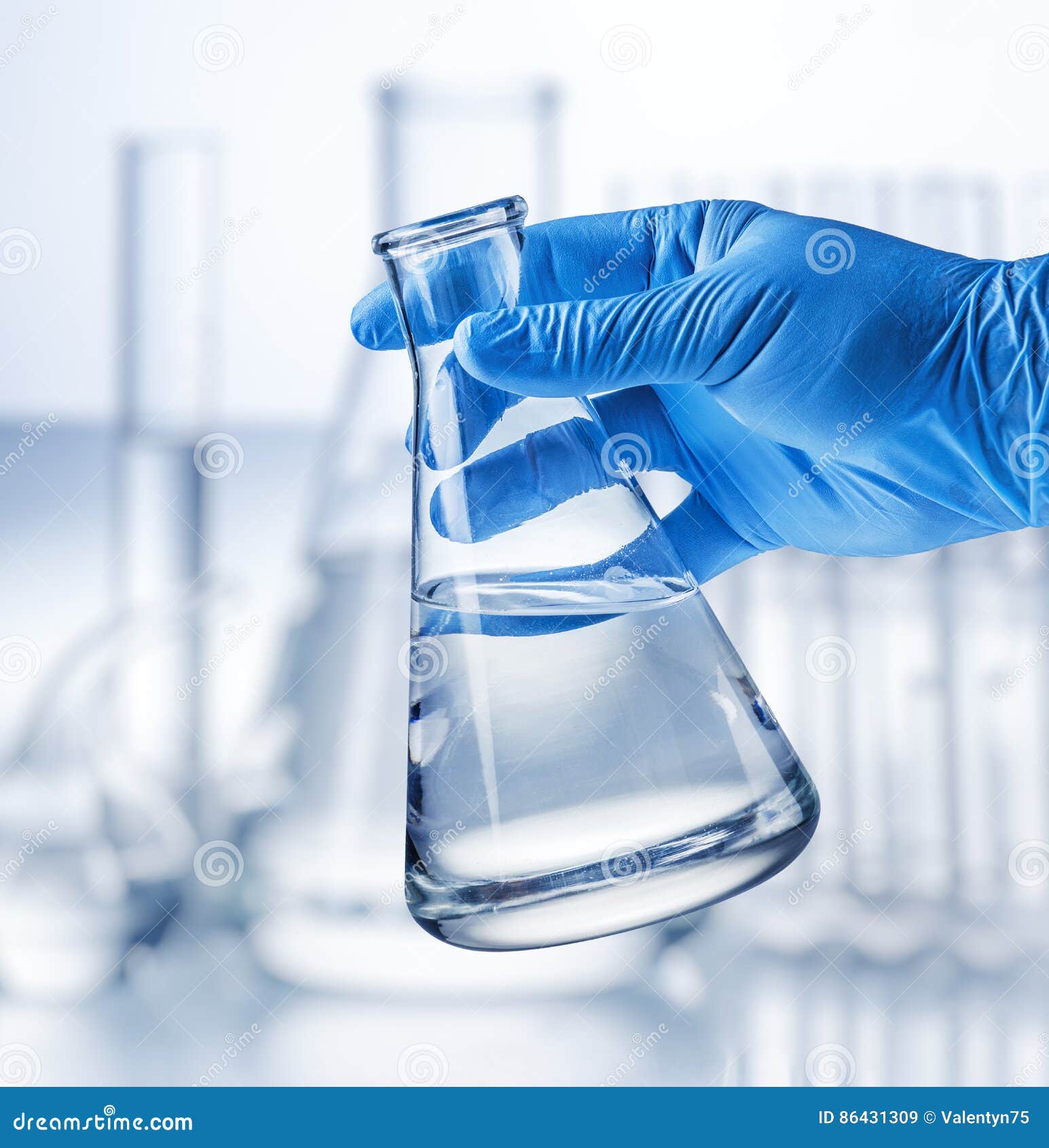 Laboratory Beaker in Analyst`s Hand. Stock Image - Image of filled ...