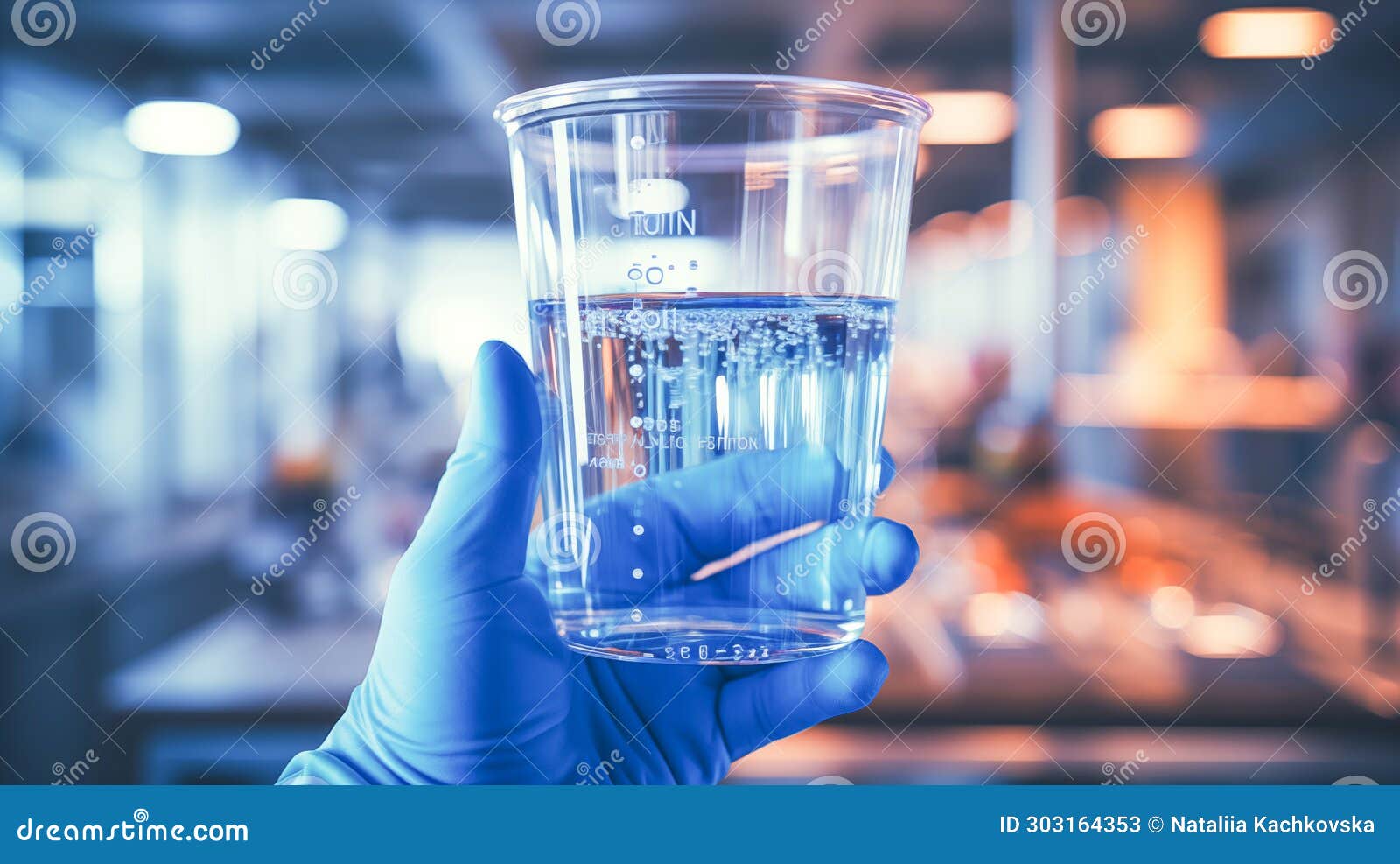 Laboratory beaker in hand stock illustration. Illustration of fluid ...