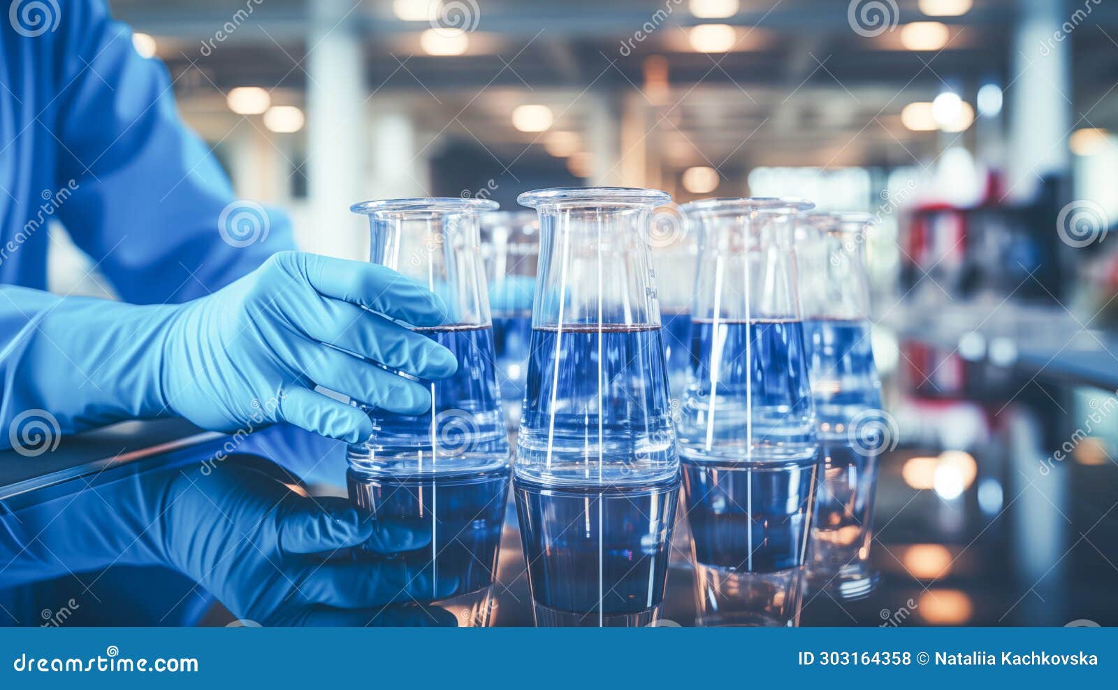 Laboratory beaker in hand stock illustration. Illustration of equipment ...