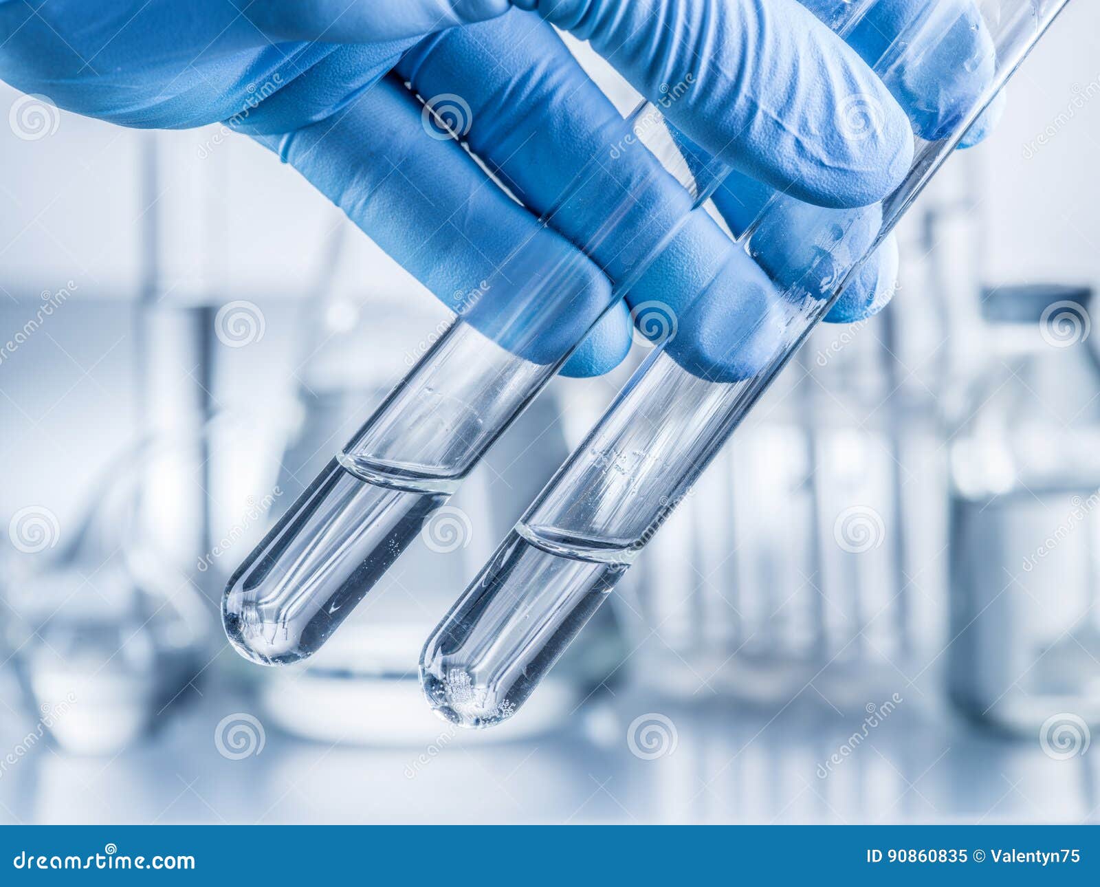 Laboratory Beakers In Analyst`s Hand. Royalty-Free Stock Photo ...