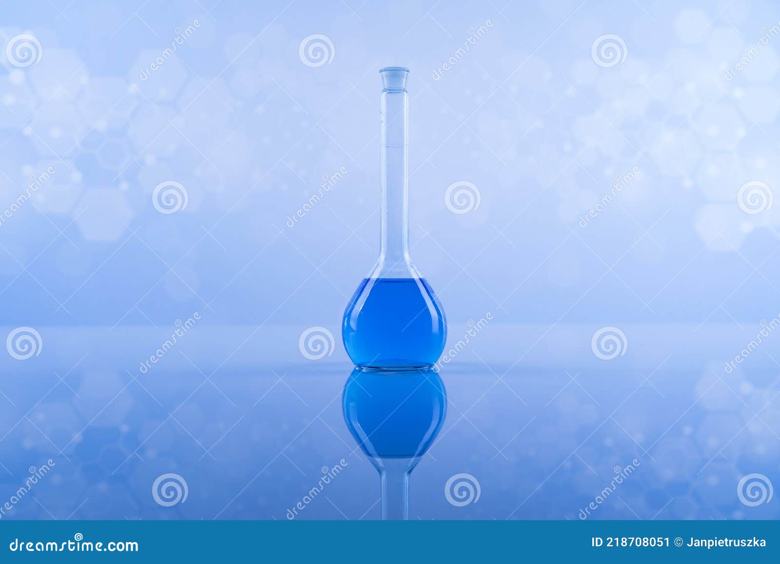 Laboratory Beakers, Microscope, Blue Background Stock Image - Image of ...
