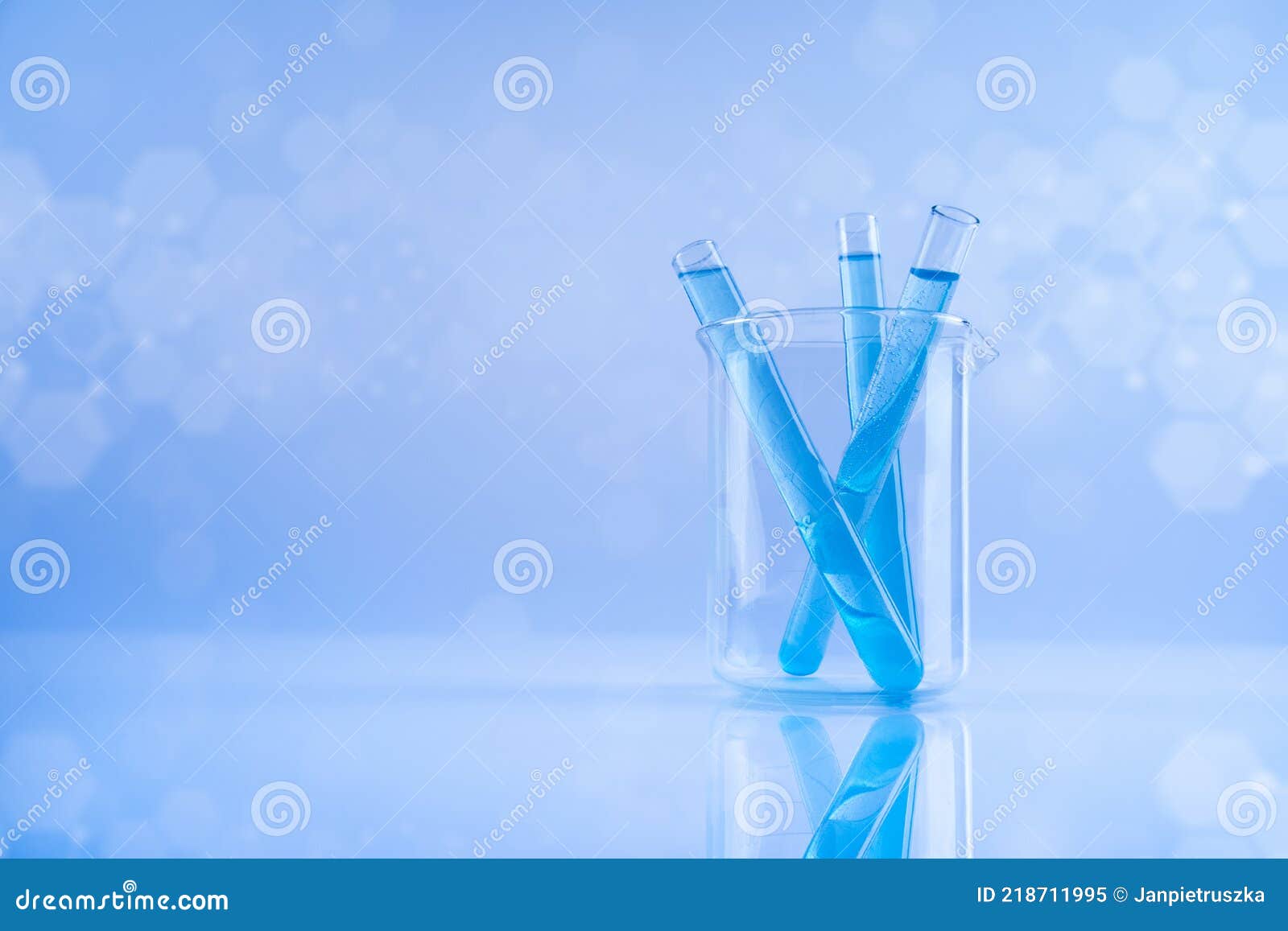 Laboratory Beakers, Microscope, Blue Background Stock Image - Image of ...