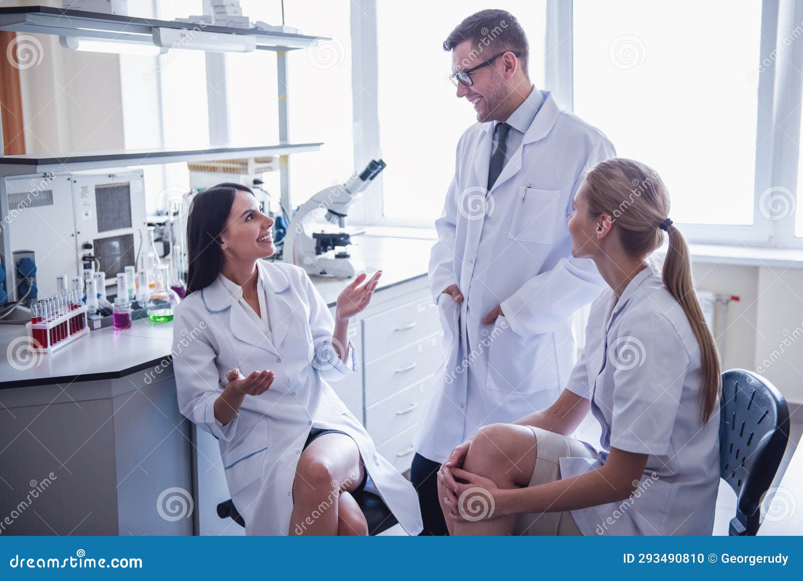 At the laboratory stock photo. Image of assistant, beautiful - 293490810