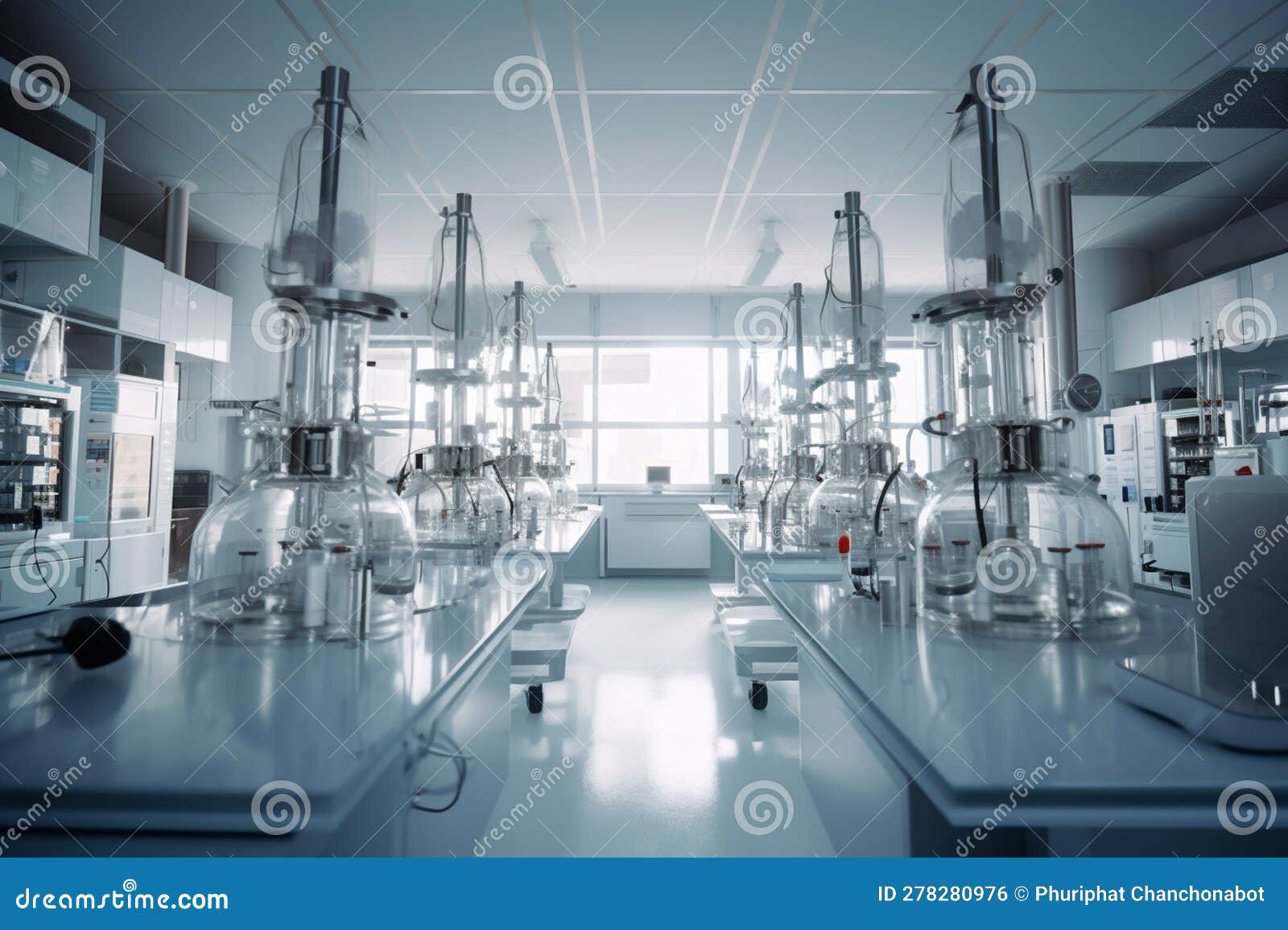 A Laboratory with Blue Lights Inside with Generative AI Stock ...