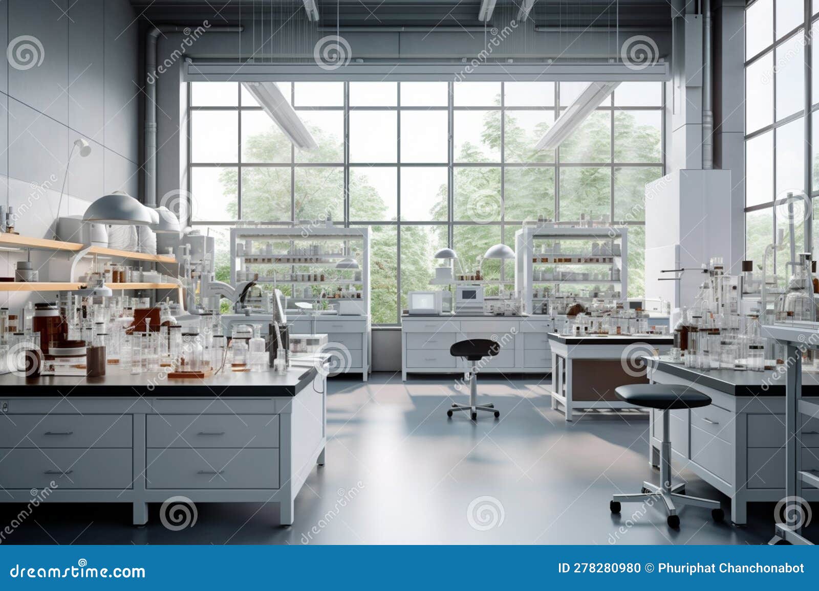 A Laboratory with Blue Lights Inside with Generative AI Stock ...