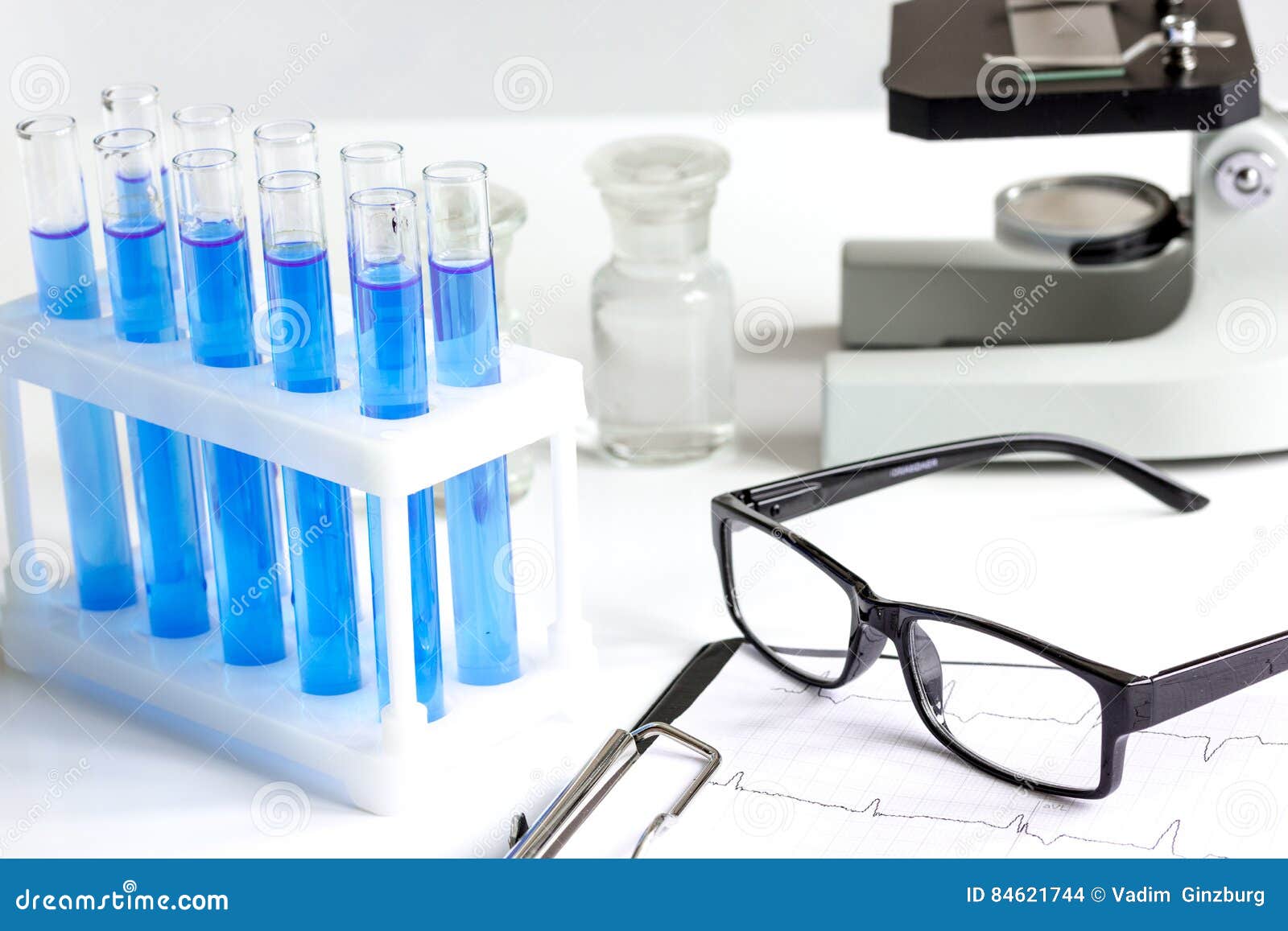 Laboratory, Chemistry and Science Concept on White Background Stock ...