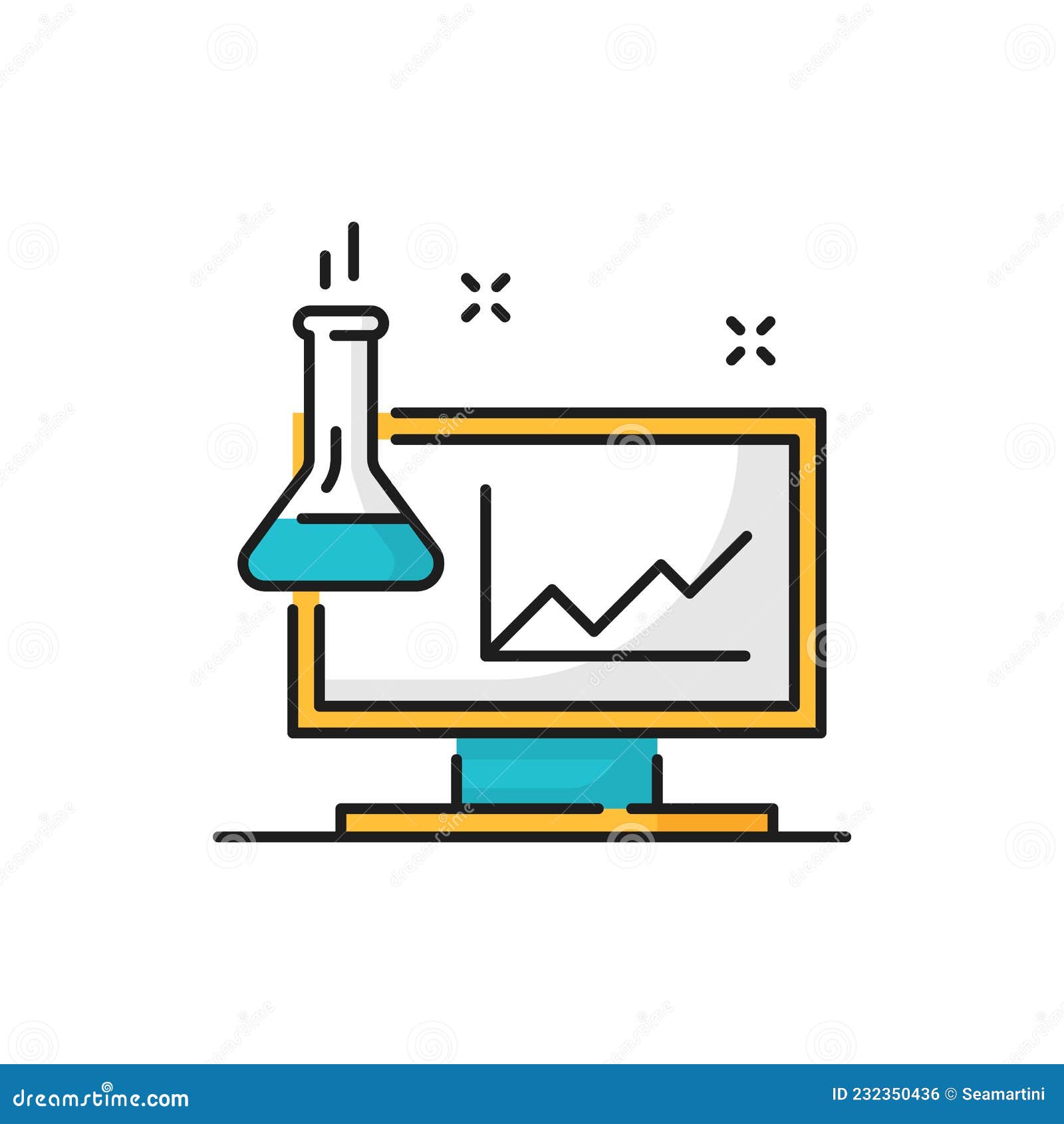 Laboratory Computer Screen with Charts, Glassware Stock Vector ...