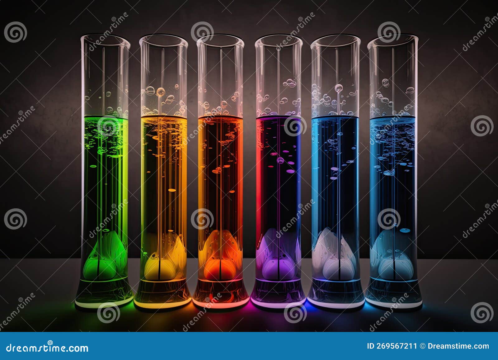 Laboratory Containers with Different Colored Liquid. Biological ...