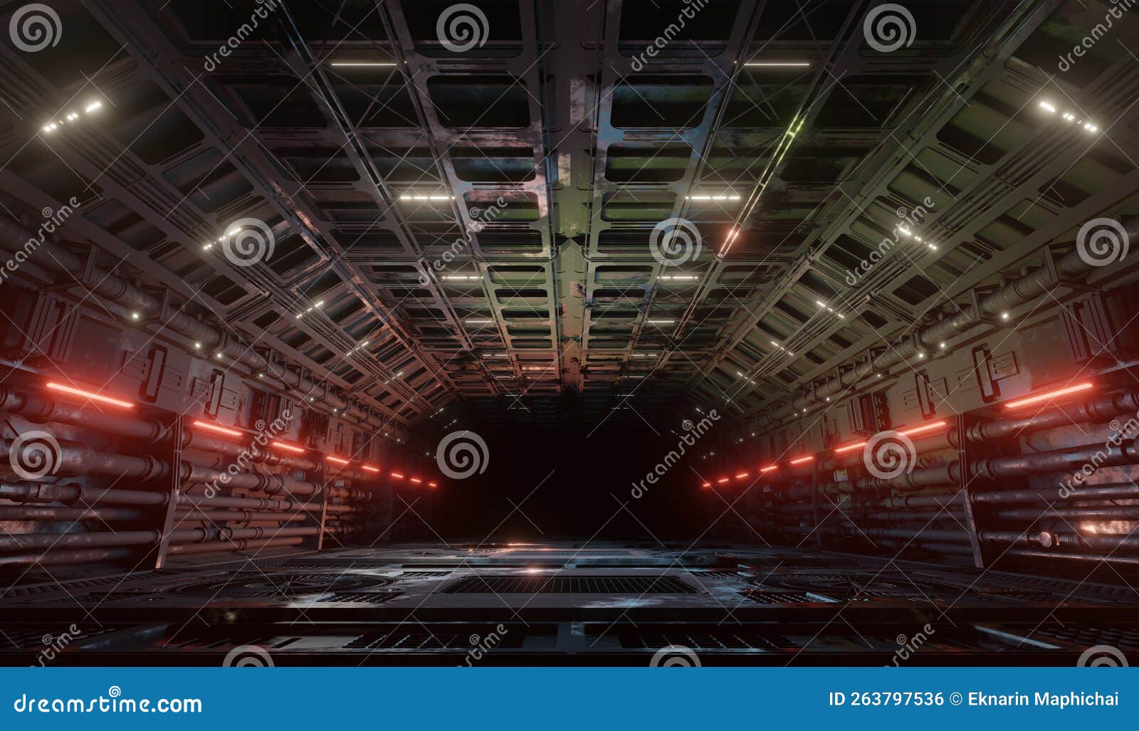 Laboratory Control Room with Lighting and Corridor Metal Grate Stock ...