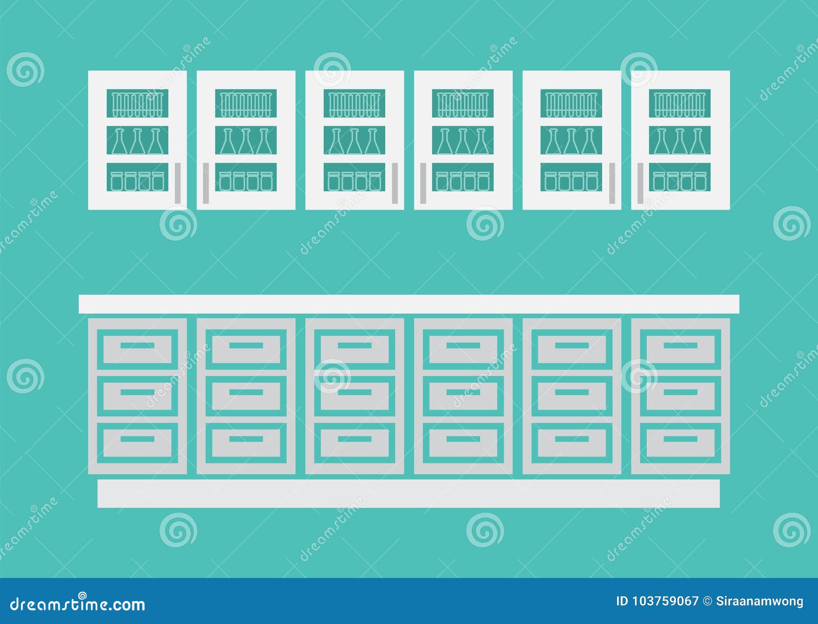 Laboratory Counter and Cupboard Stock Vector - Illustration of pharmacy ...