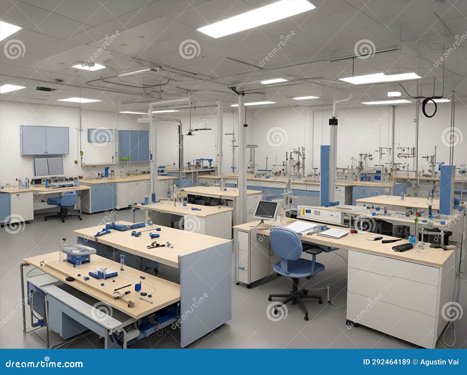 Laboratory with Desks and Chairs and No People Working Stock Image ...