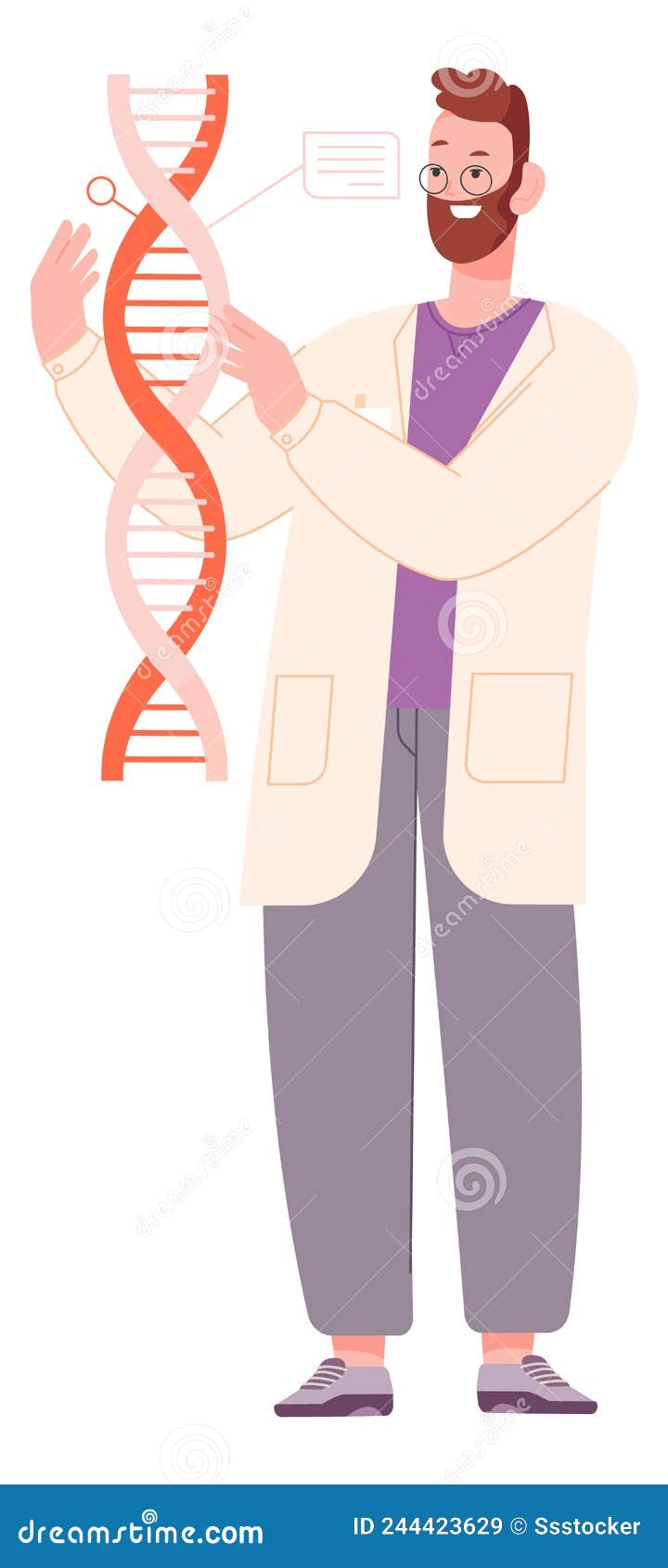 Laboratory Dna Research. Man Study Human Genome Structure Stock Vector ...