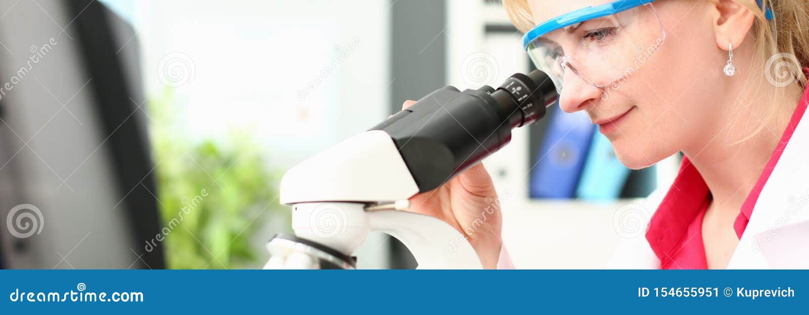 Laboratory Doctor Analyzing Microscope Research Stock Image - Image of ...