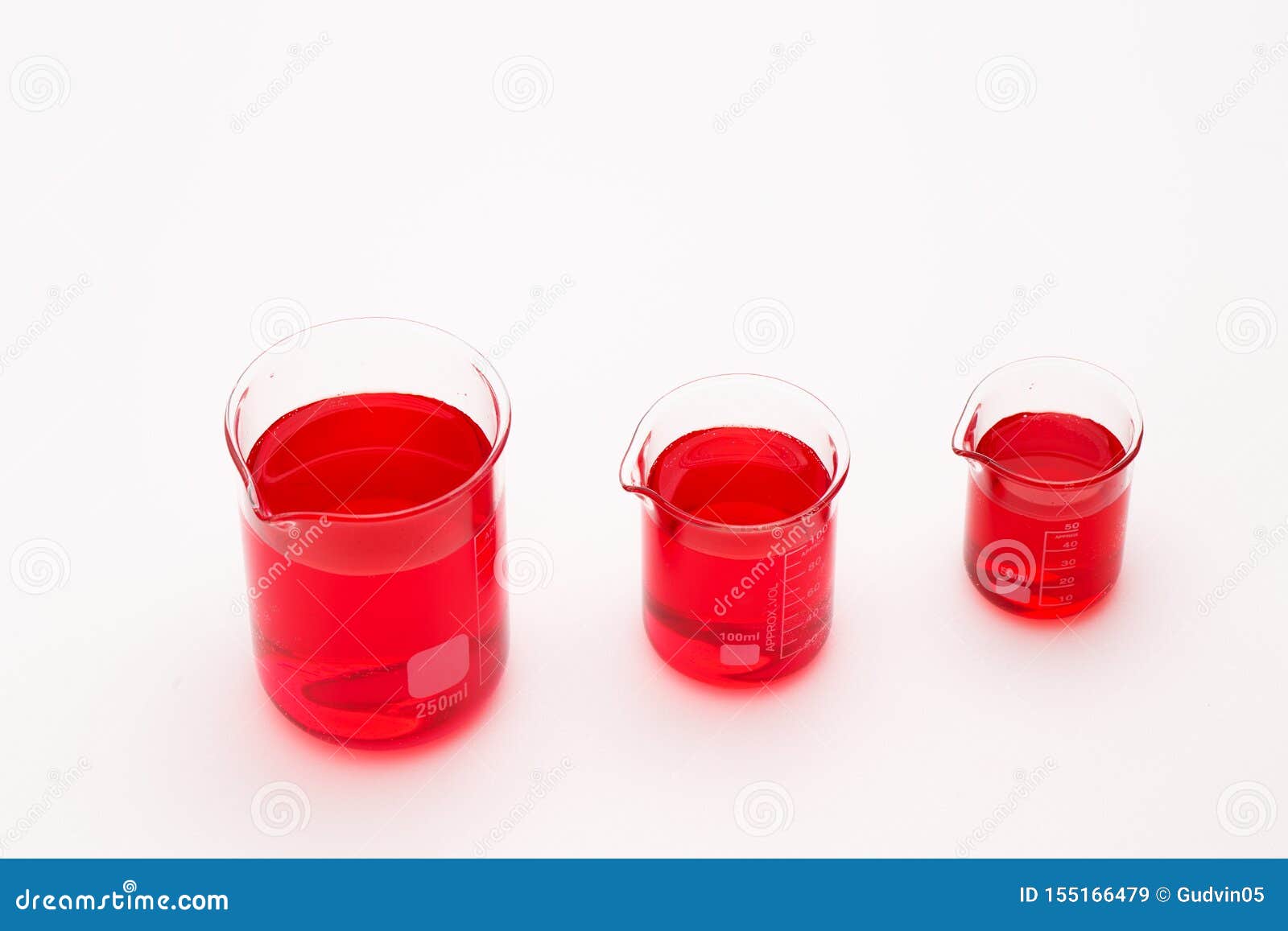 Laboratory Equipment, Beakers Filled by Red Liquid on White Table ...