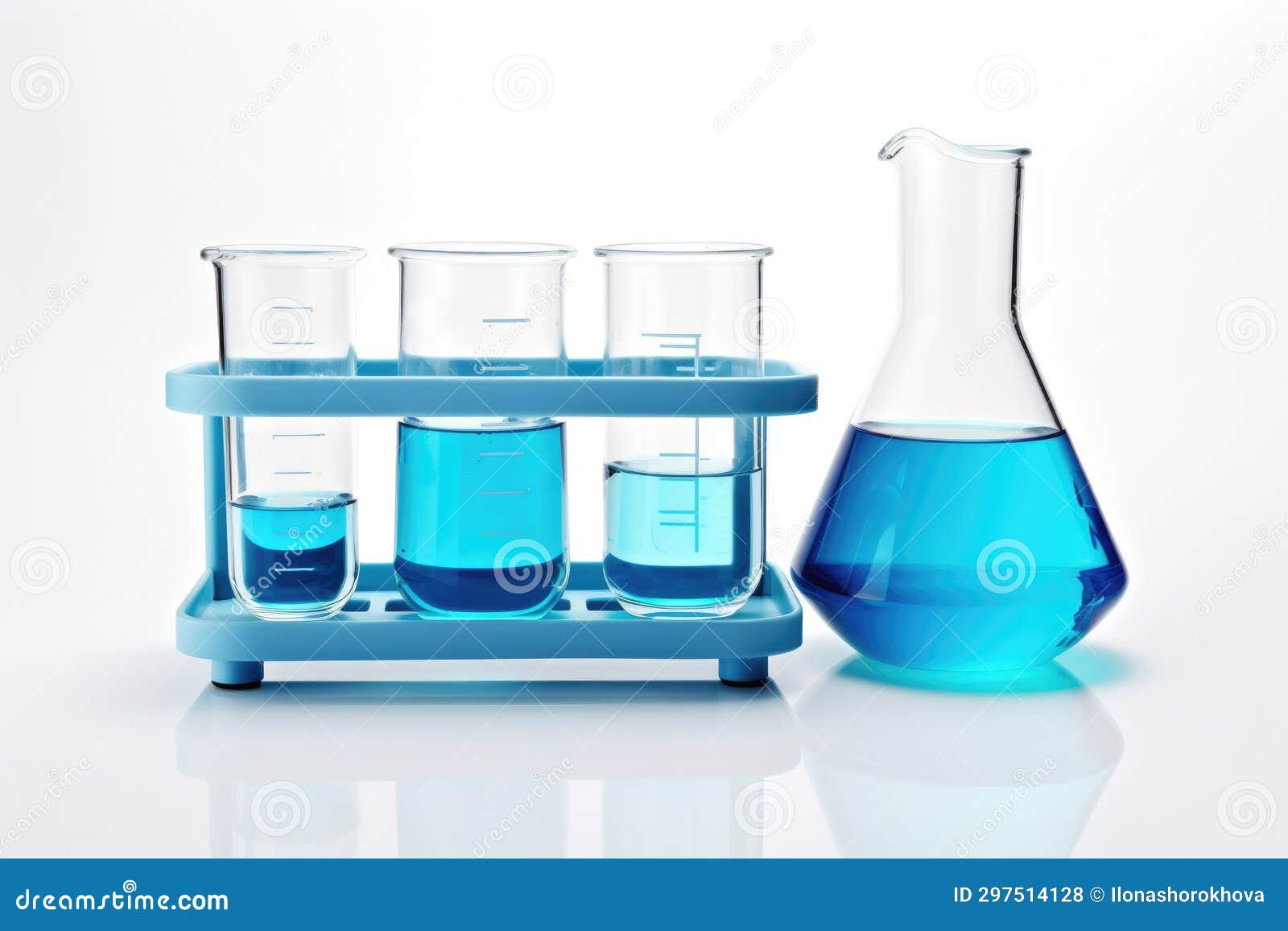 Laboratory Equipment Beakers and Flask with Backlight in Different ...