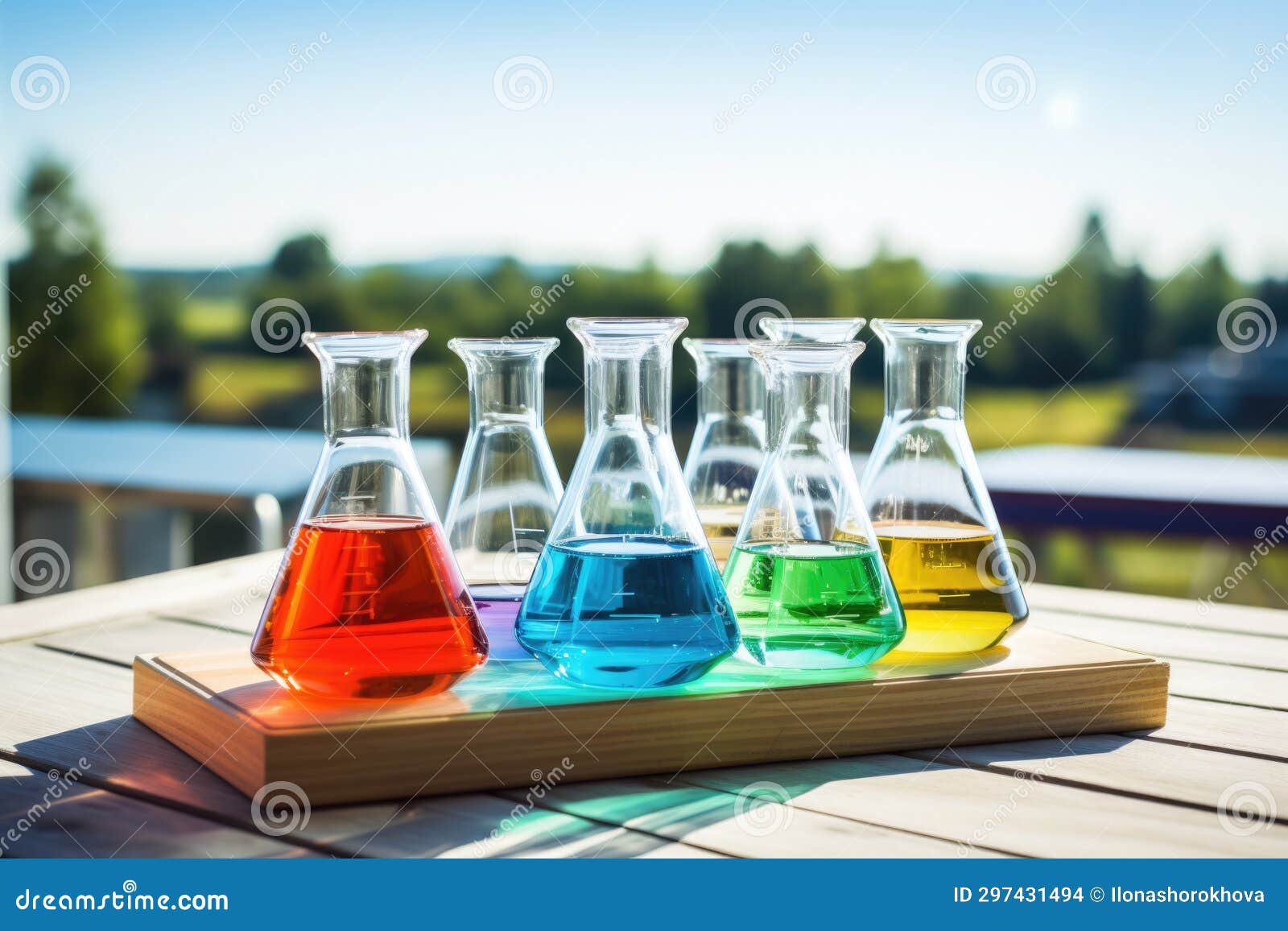 Laboratory Equipment Beakers and Flask with Backlight in Different ...