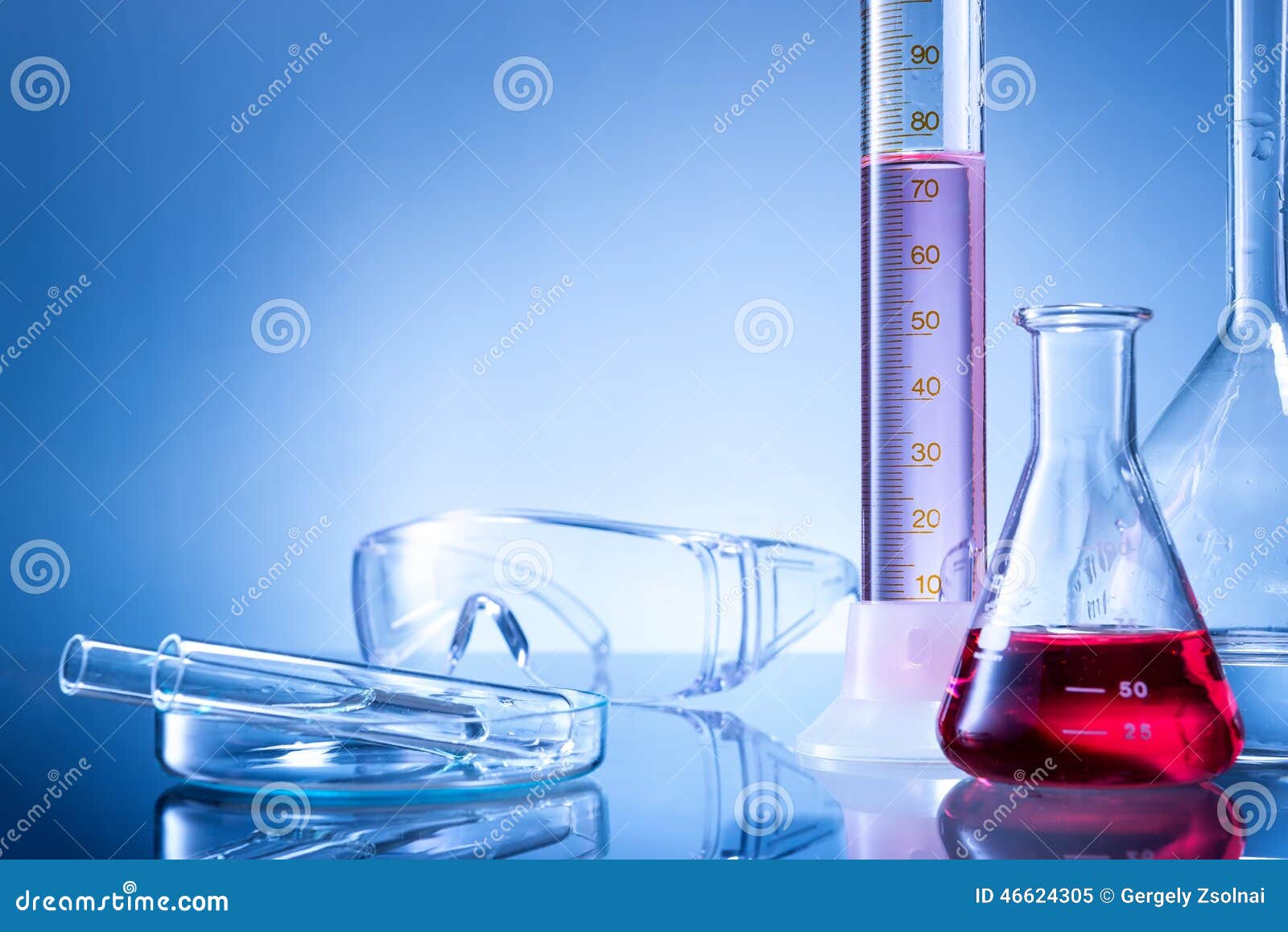 Laboratory Equipment, Bottles, Flasks with Pink,light Red Liquid Stock ...