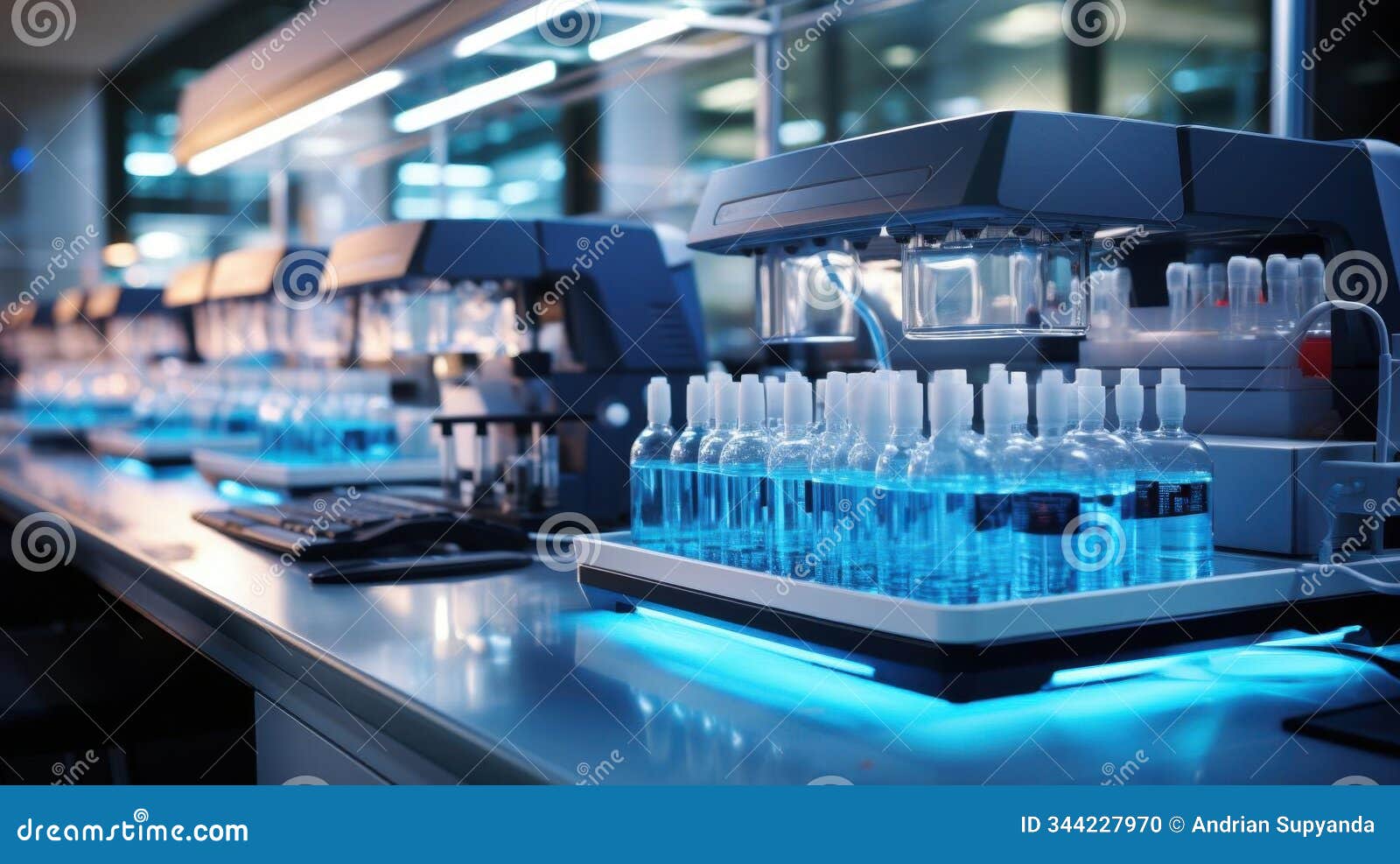 Laboratory Equipment and Chemical Samples on a Workbench Stock ...