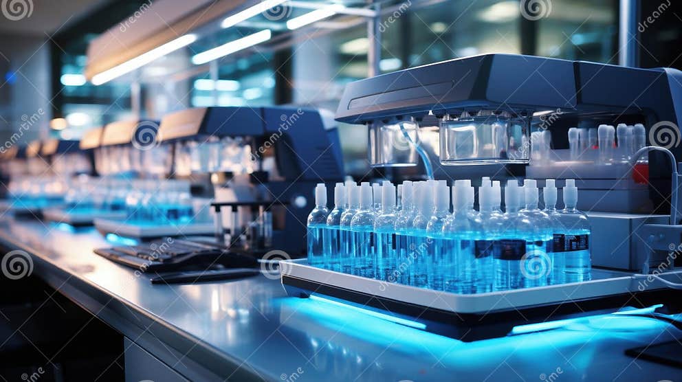 Laboratory Equipment and Chemical Samples on a Workbench Stock ...