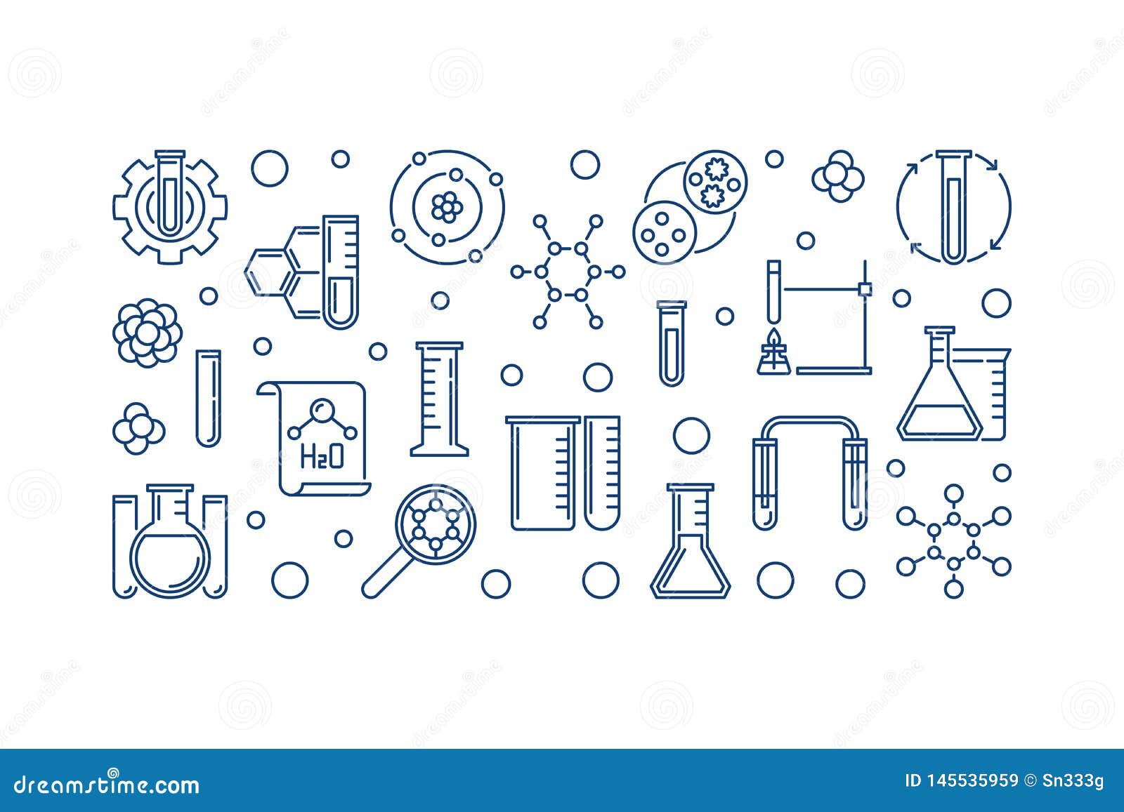 Laboratory Equipment Concept Line Banner - Vector Illustration Stock ...