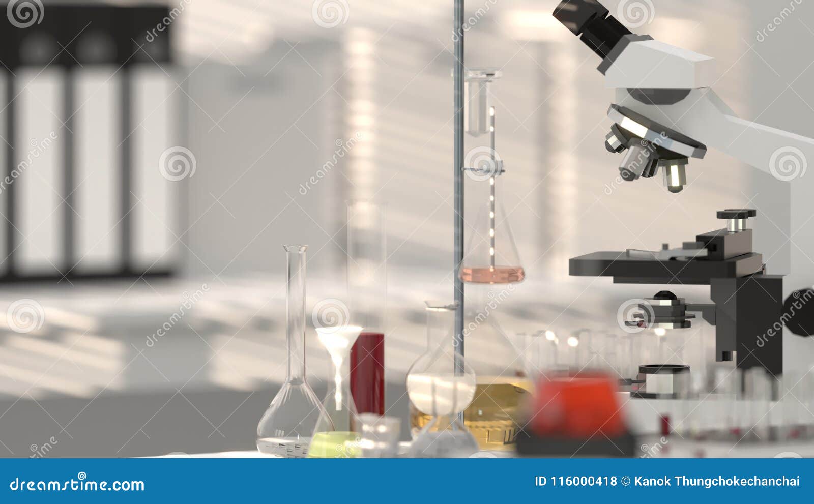 Laboratory Equipment Laboratories Microscope with Lab Glassware Lab ...