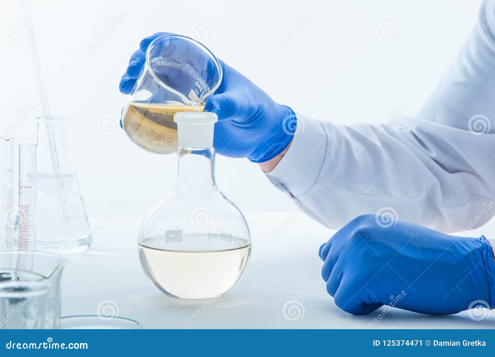 Laboratory Equipment on a Laboratory Table on a White Background during ...