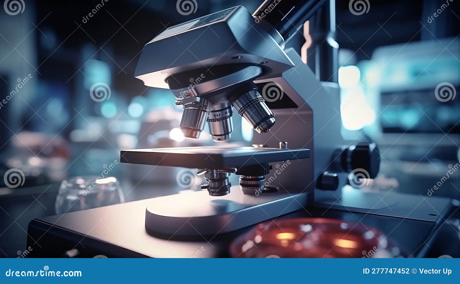 Laboratory Equipment - Optical Microscope. Close-up Stock Illustration ...