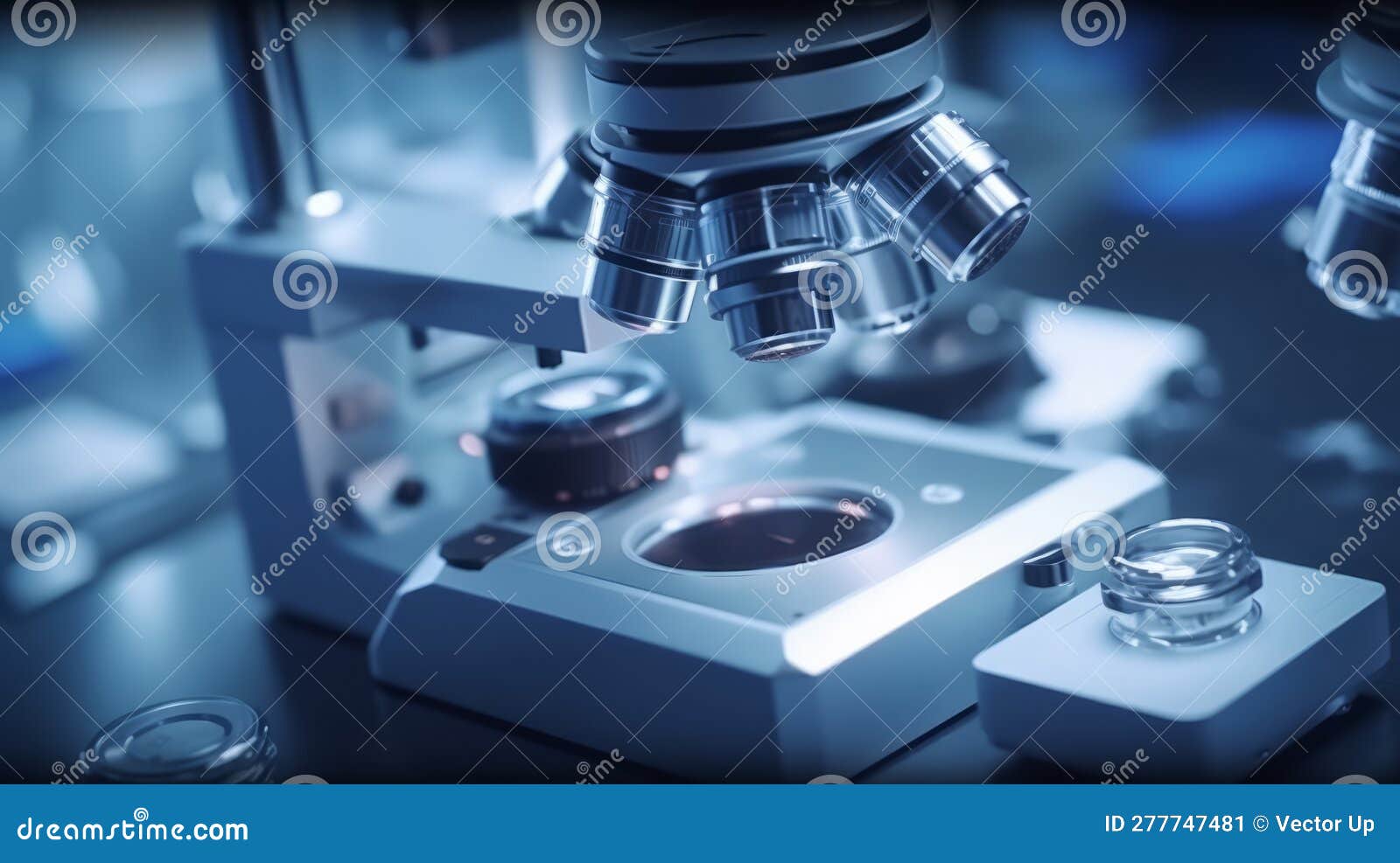 Laboratory Equipment - Optical Microscope. Close-up Stock Illustration ...