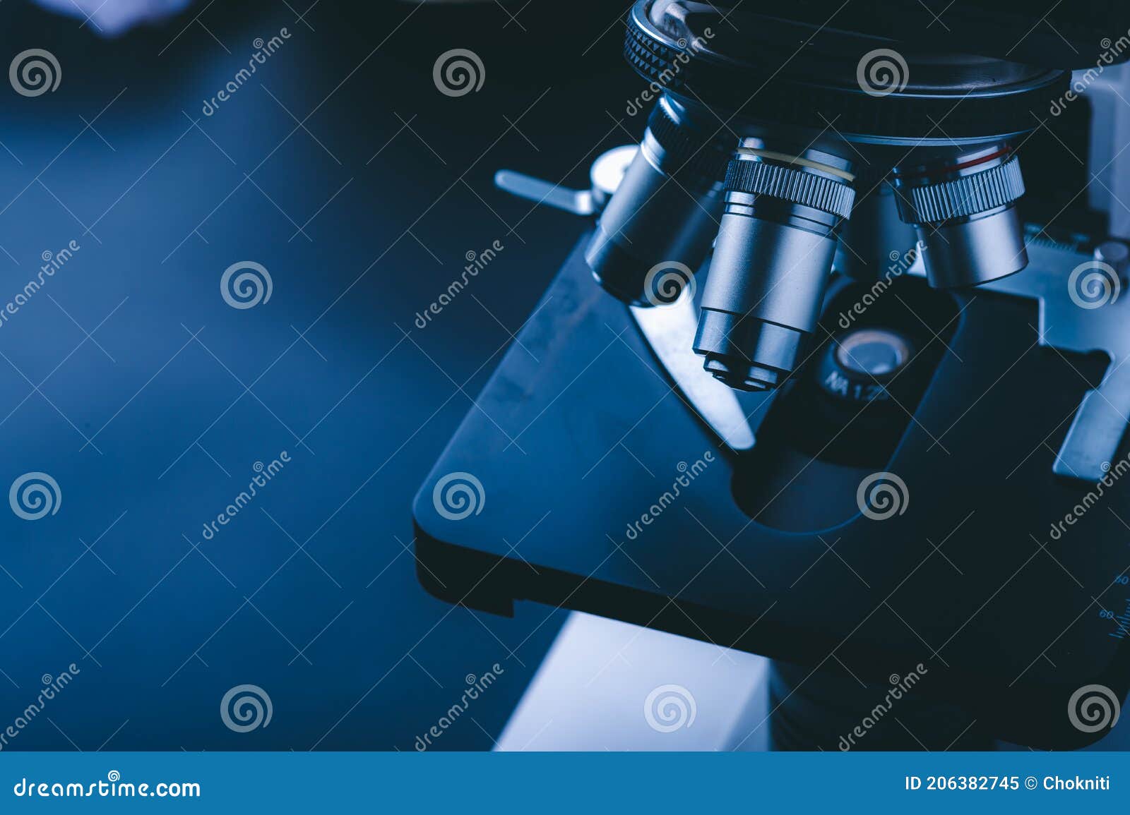 Laboratory Equipment Optical Microscope, Closeup of Scientific ...