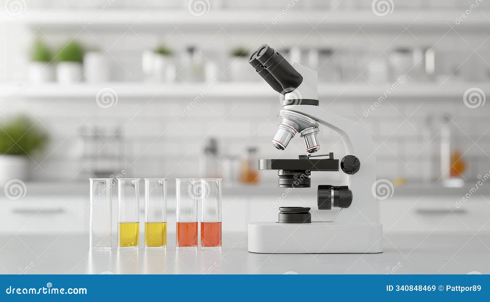 Laboratory Equipment with Test Tubes and Microscope Stock Illustration ...