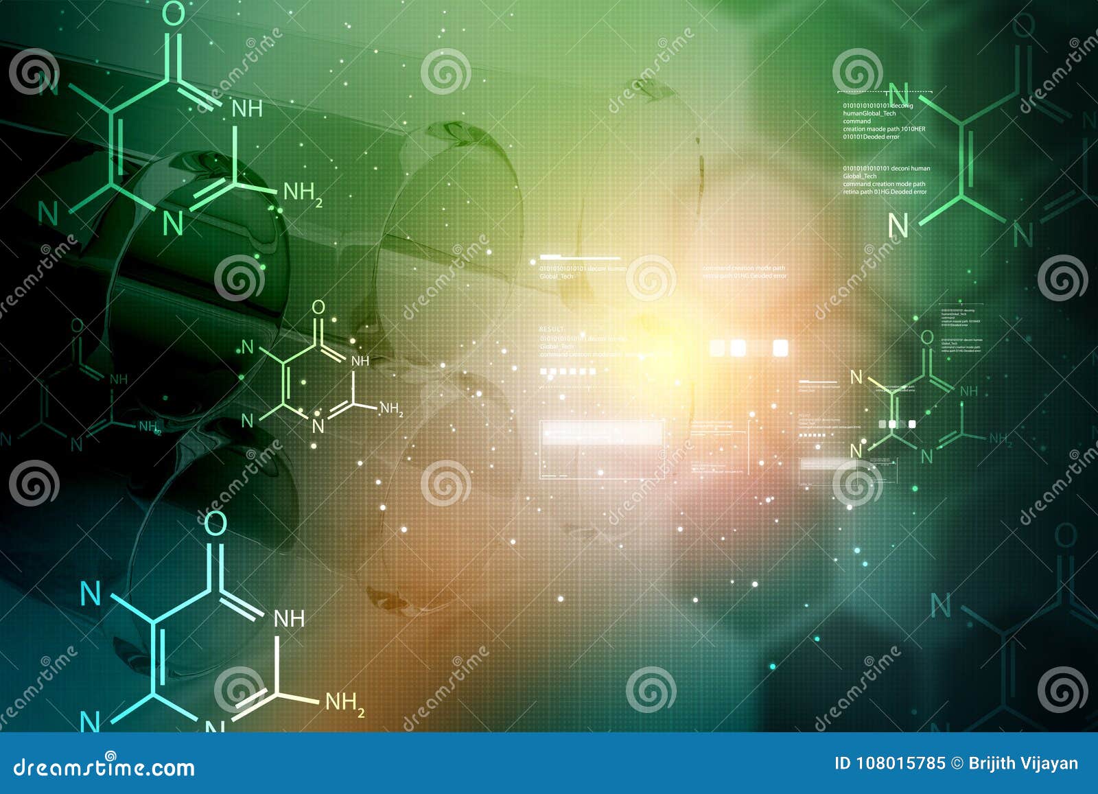 Laboratory Equipments with Molecules in Color Background Stock ...