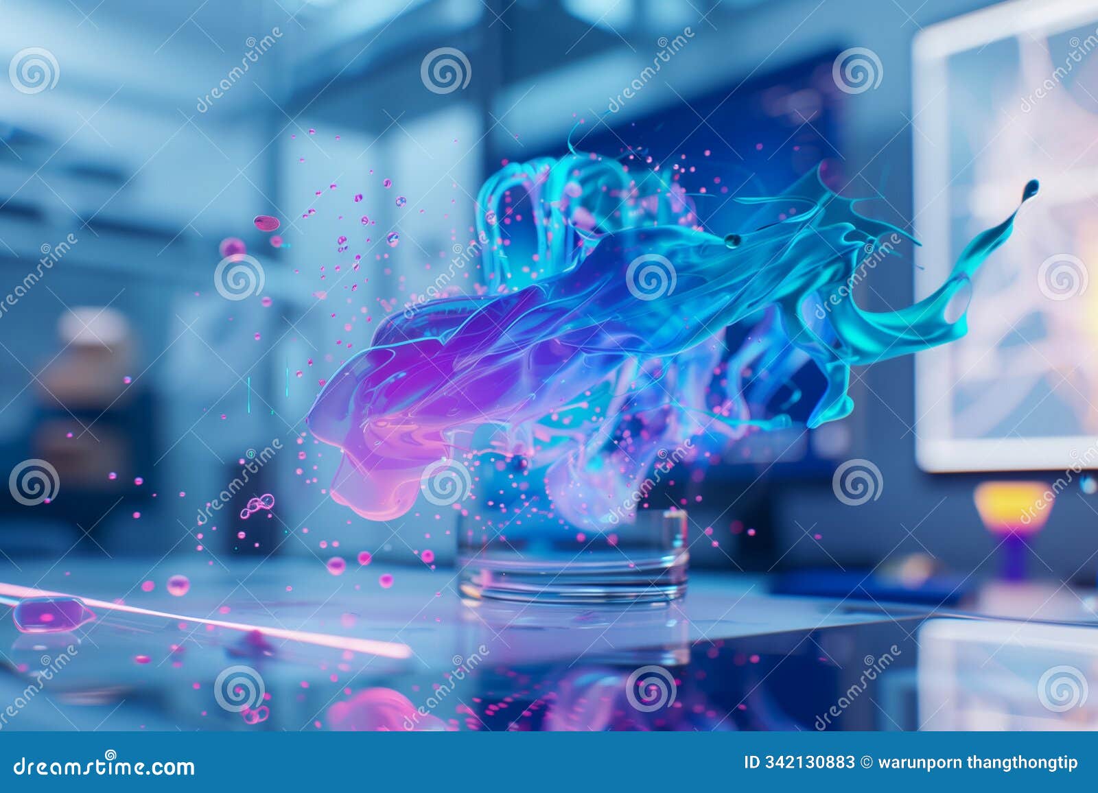 Laboratory Experiment Colorful Liquid Chemical Flowing.. Testing ...