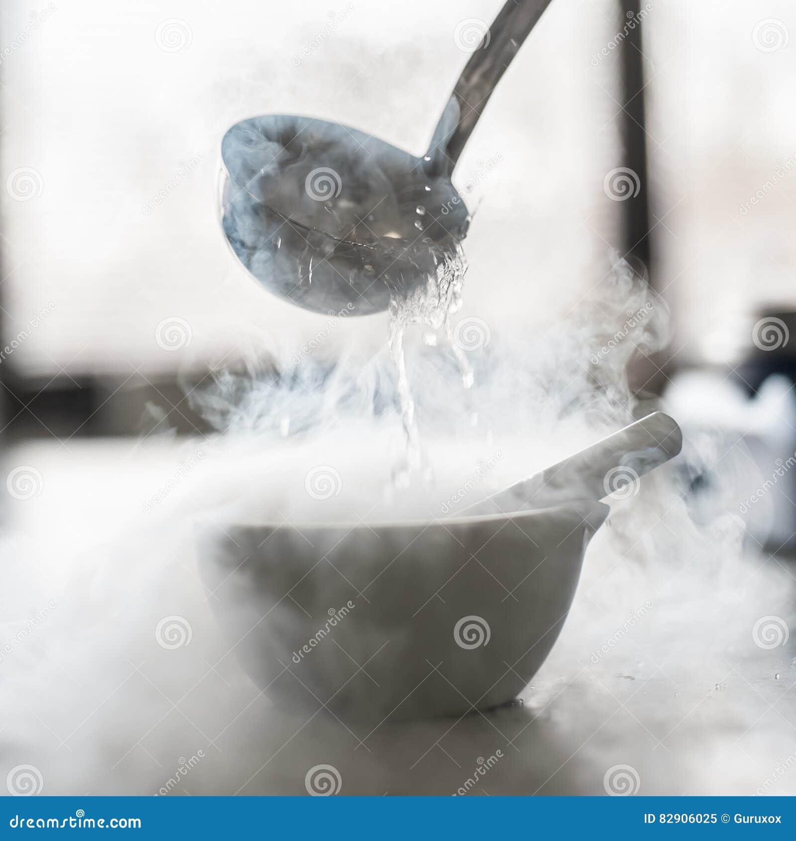 Laboratory Experiment with Liquid Nitrogen in Laboratory Mortar Stock ...
