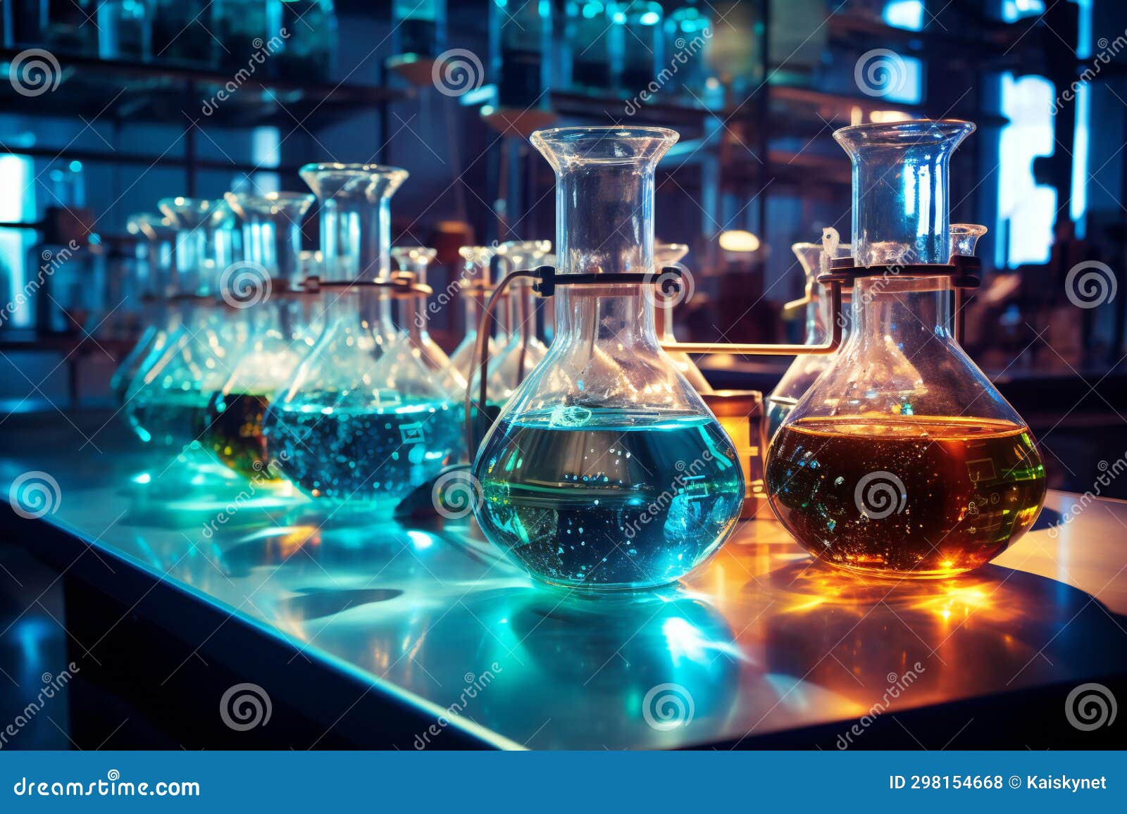 Laboratory Experiment in Science Research Lab, Laboratory Test Tubes in ...