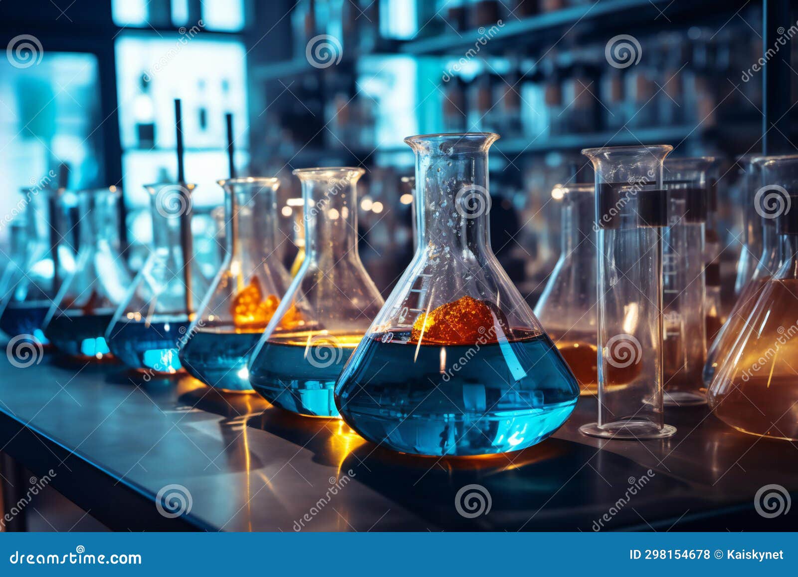 Laboratory Experiment in Science Research Lab, Laboratory Test Tubes in ...
